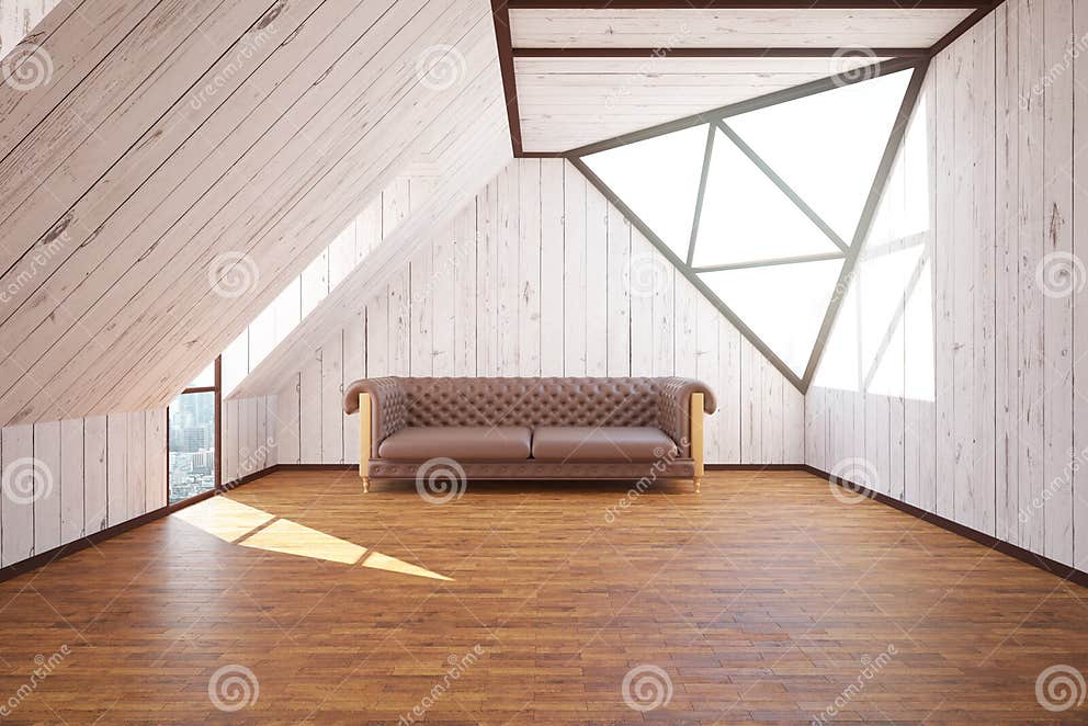 Loft interior with sofa stock illustration. Illustration of estate ...