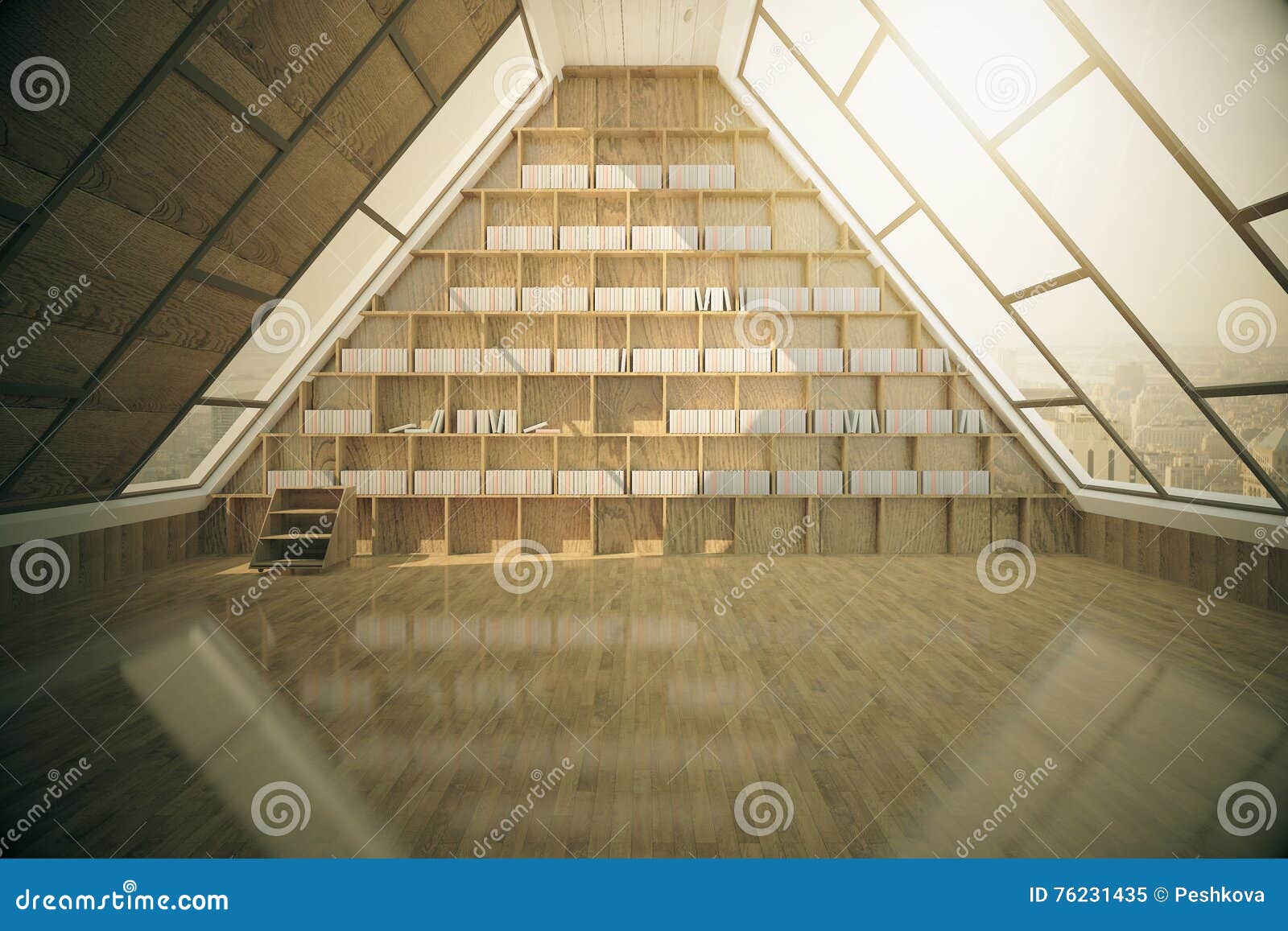 Loft library interior stock illustration. Illustration of education ...