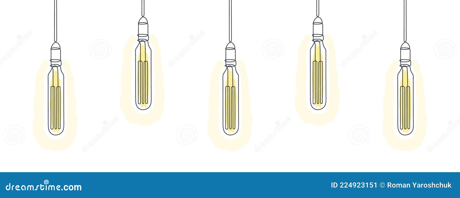Loft Light Bulb In One Line Drawing. Vector Edison Lamp In Doodle Style ...