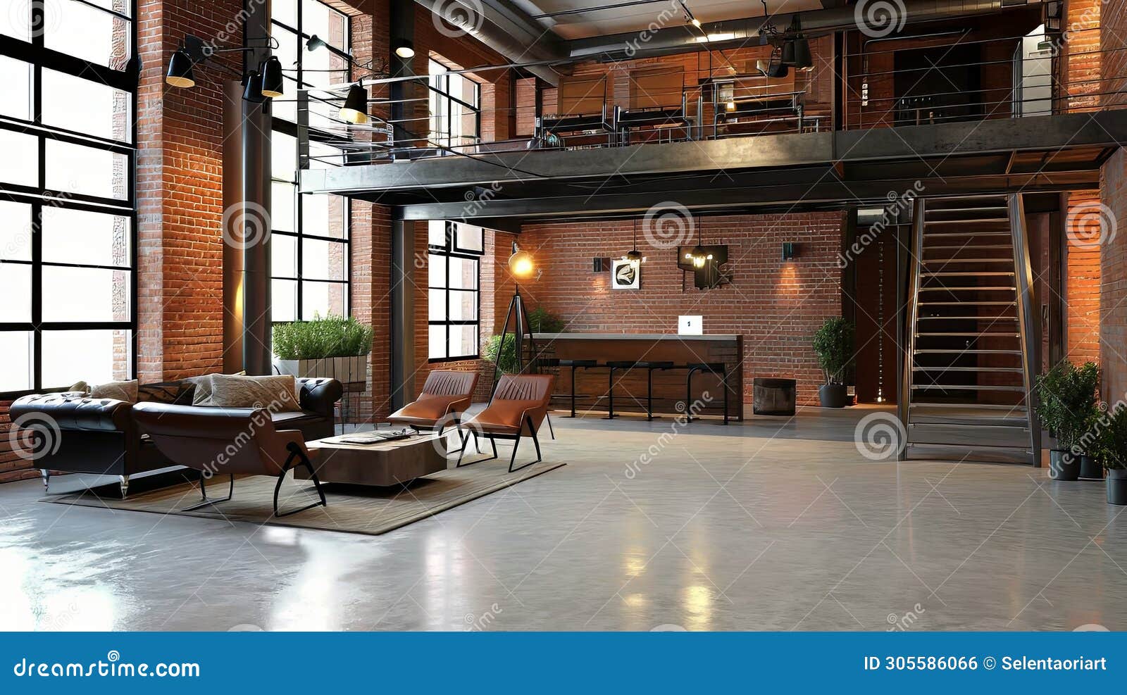 Loft Lobby Ambiance stock illustration. Illustration of loft - 305586066