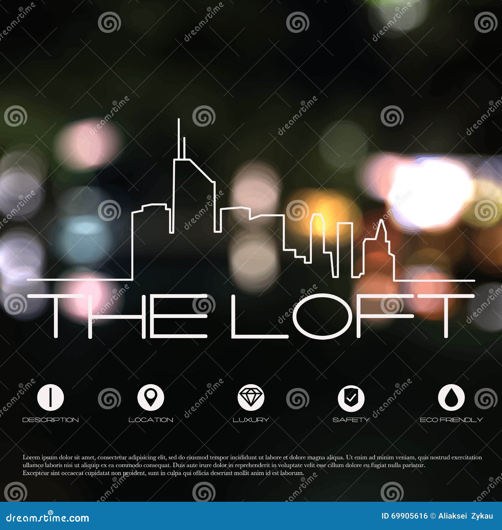 The Loft logo with icons stock vector. Illustration of concept - 69905616