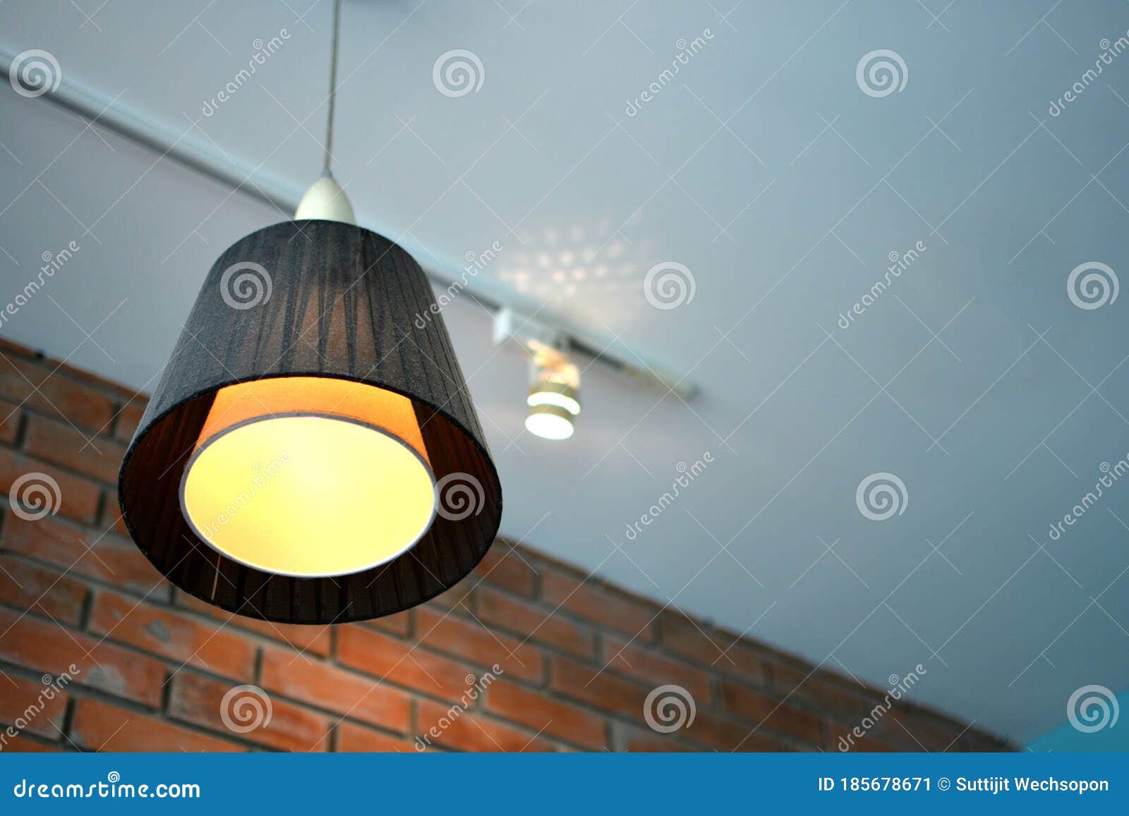 Loft Room Style and Hanging Lamp / Depth of Field Stock Image - Image ...