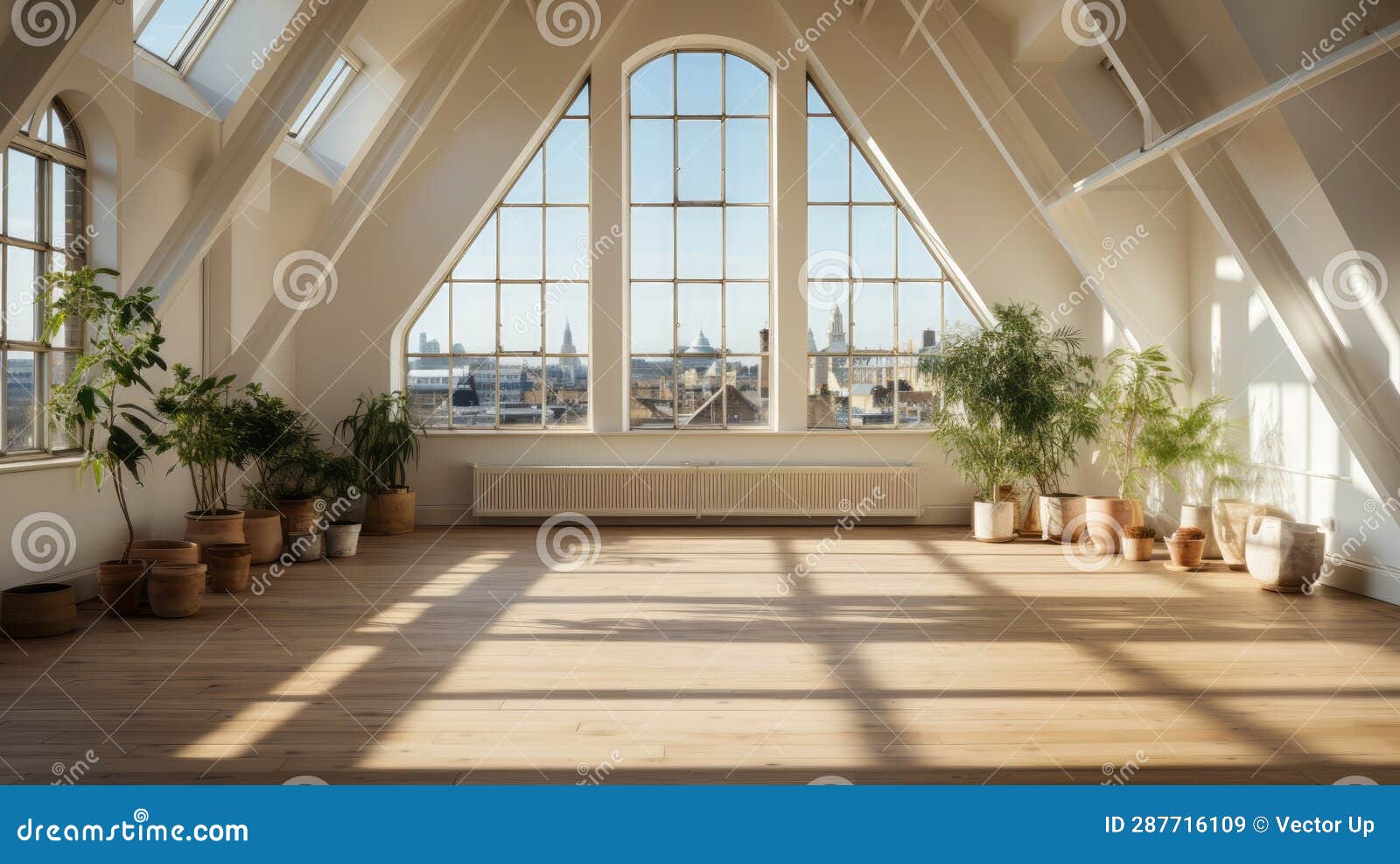 Loft Style White Room New Empty Penthouse Apartment. Generative AI ...