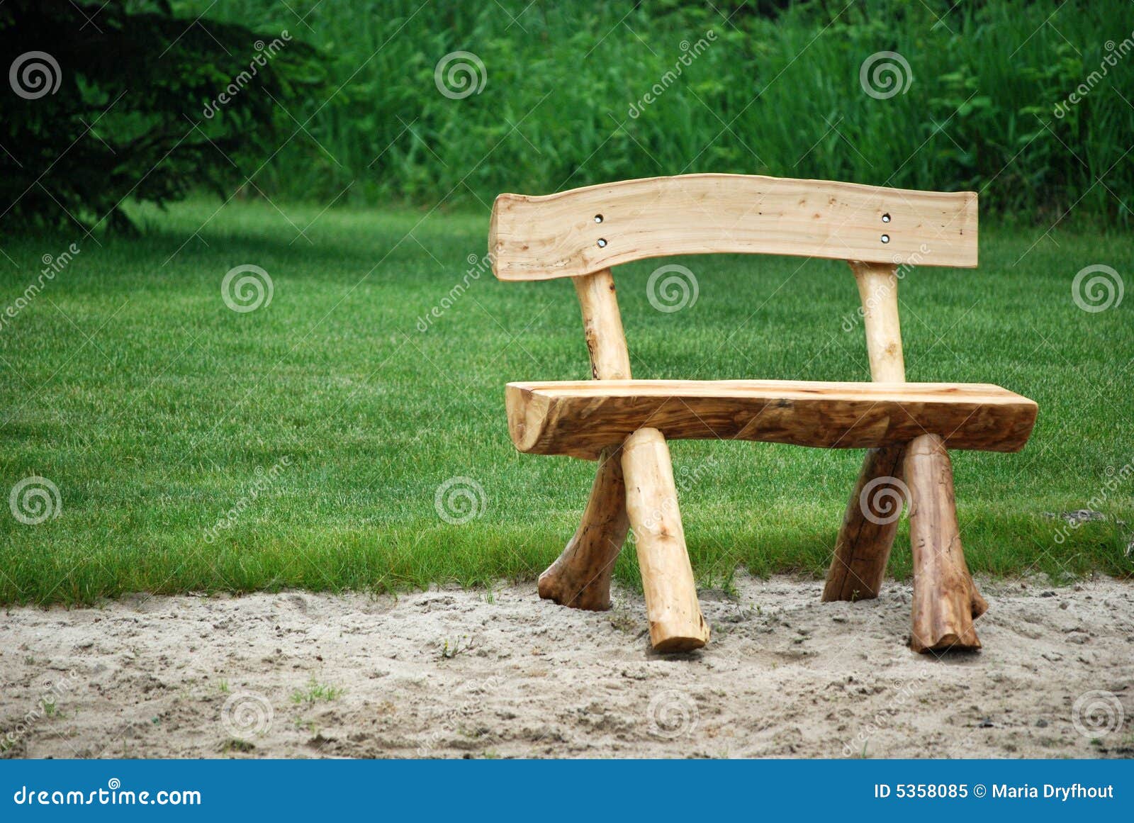 Log Bench stock image. Image of lawn, vacant, sawed, green - 5358085