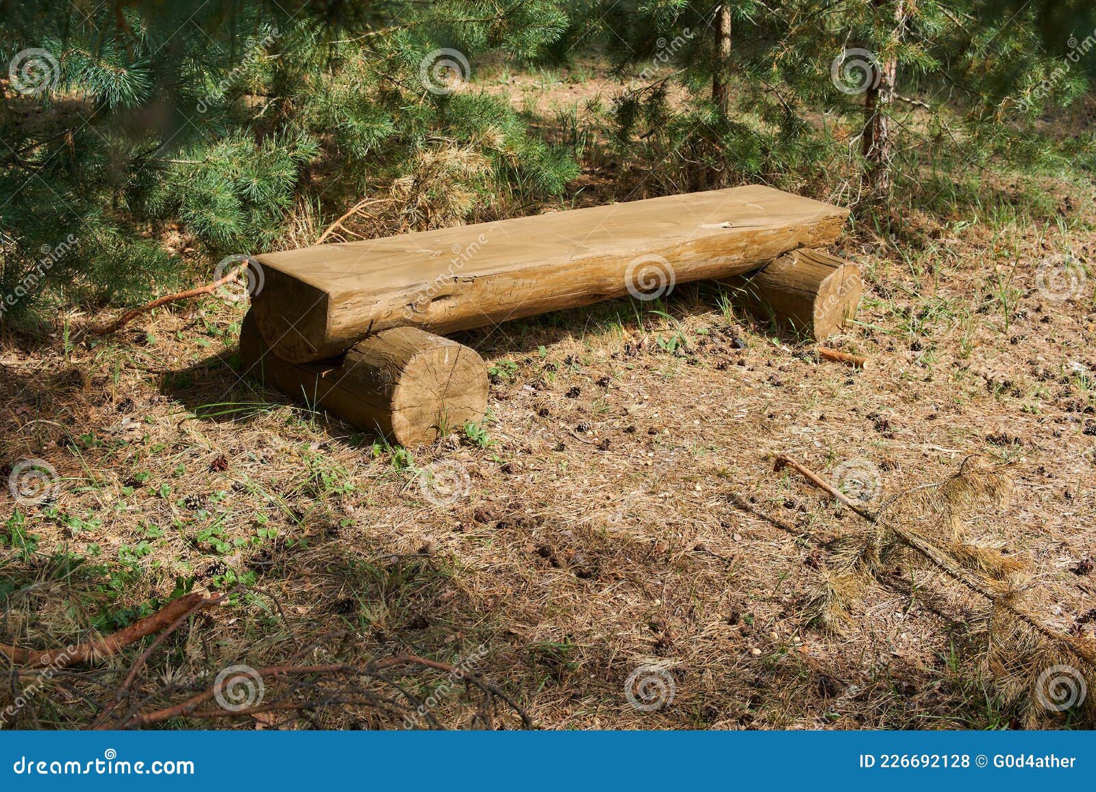 Log bench stock photo. Image of camp, scenic, recreation - 226692128