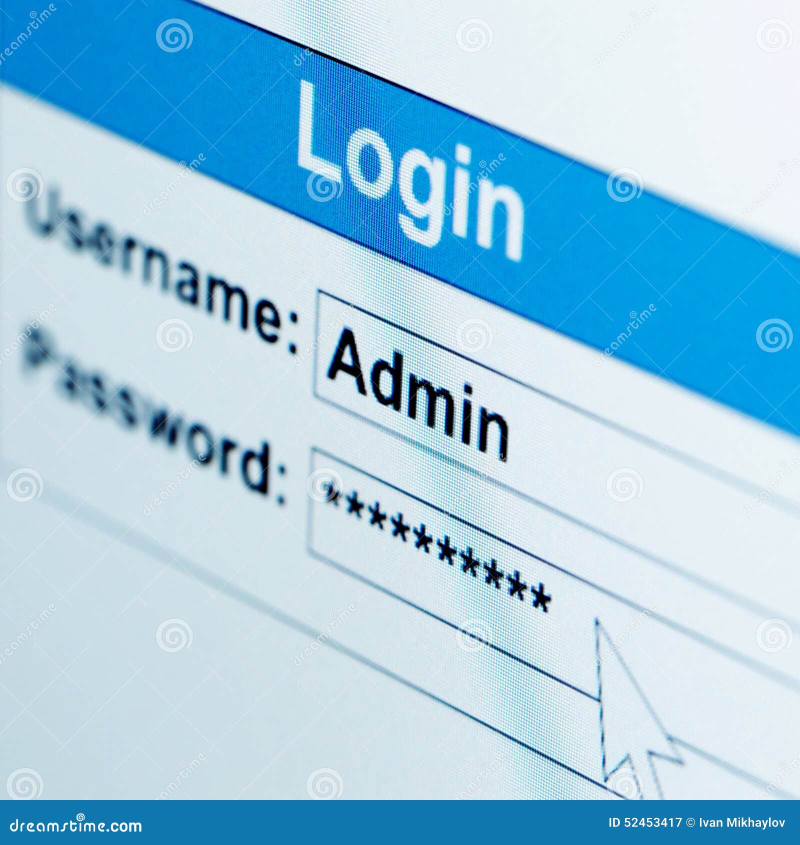 Log-in Box on Computer Screen Stock Image - Image of screen ...