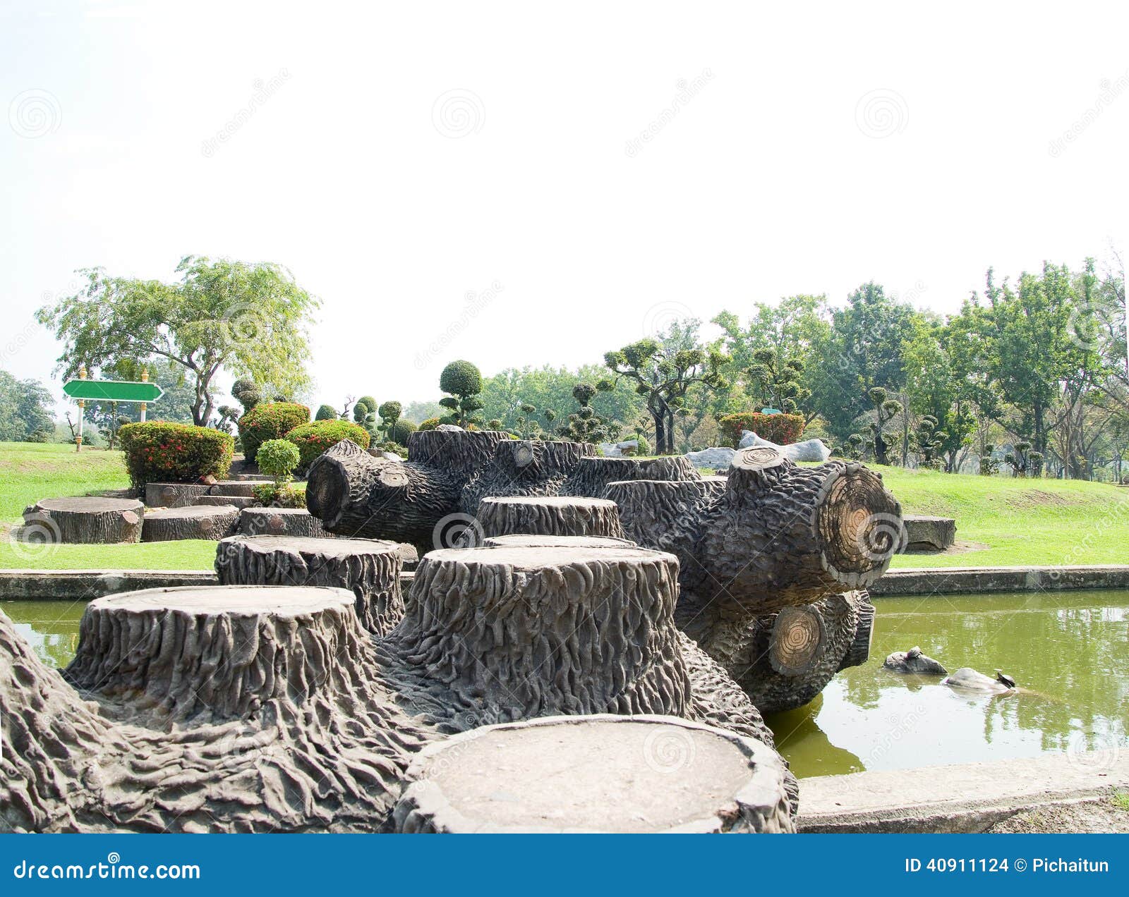Log bridge and garden plot stock photo. Image of cross - 40911124