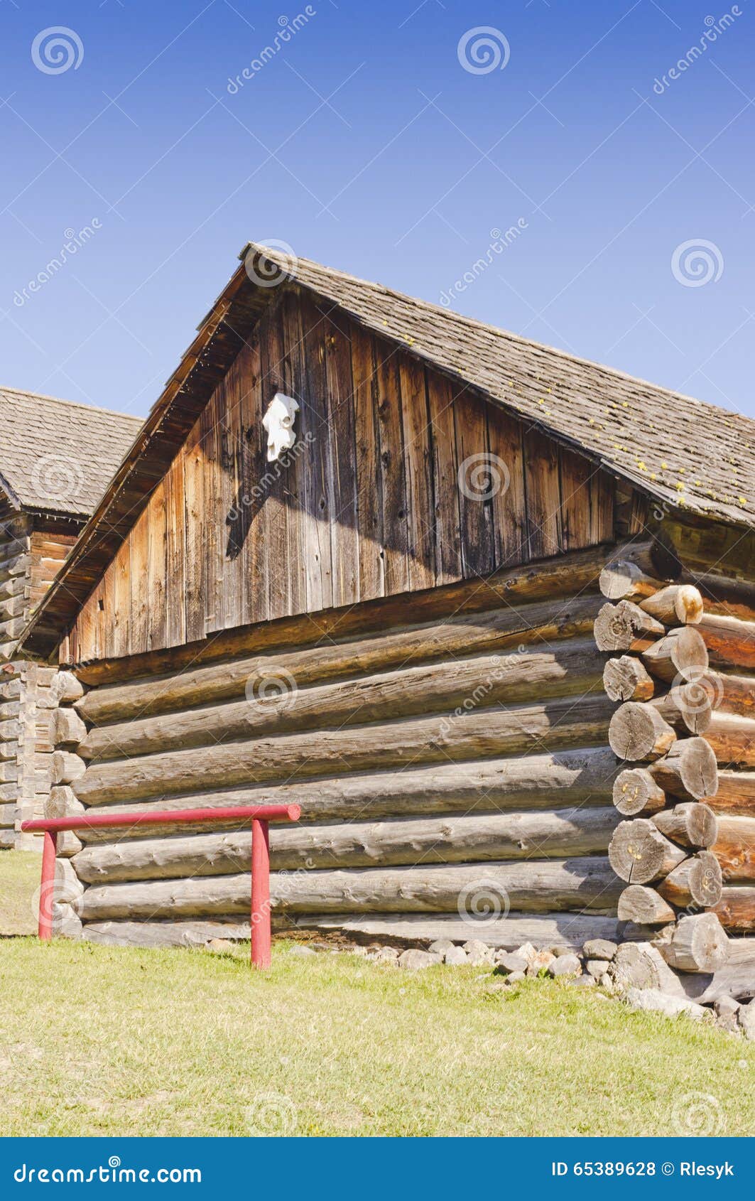 Log Building and Hitching Post Stock Photo - Image of hitching, post ...