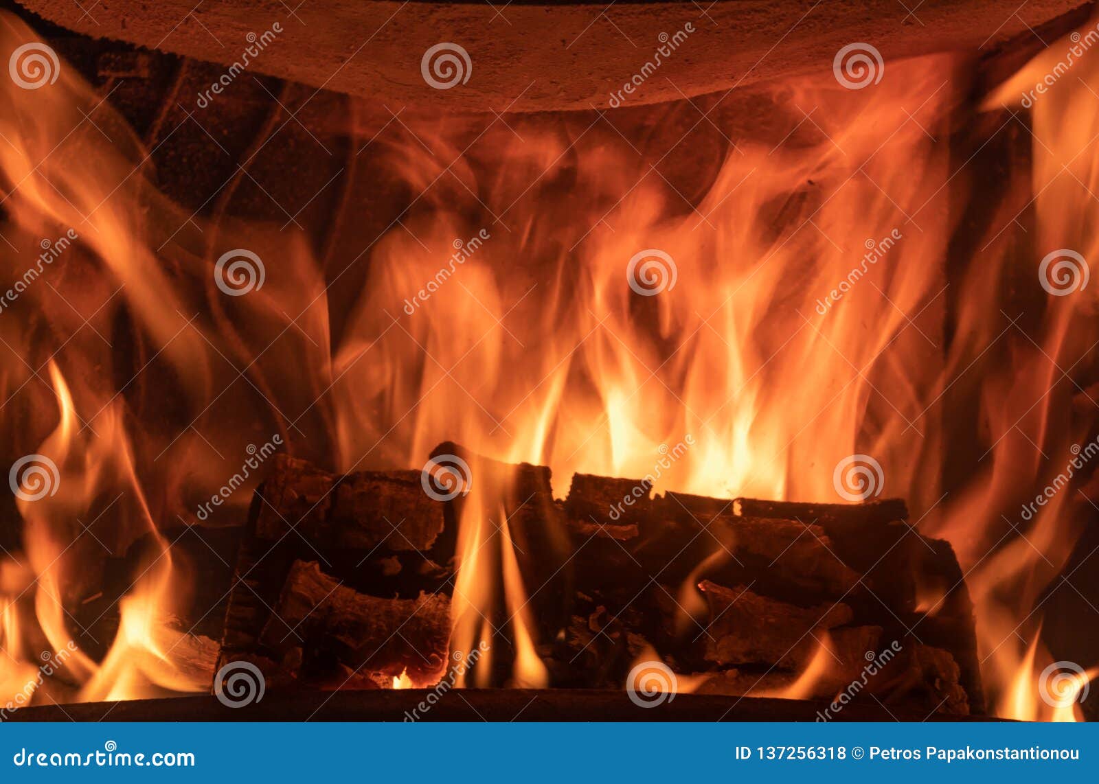 A Log Burning in the Fireplace Stock Photo - Image of fireplace, bright ...