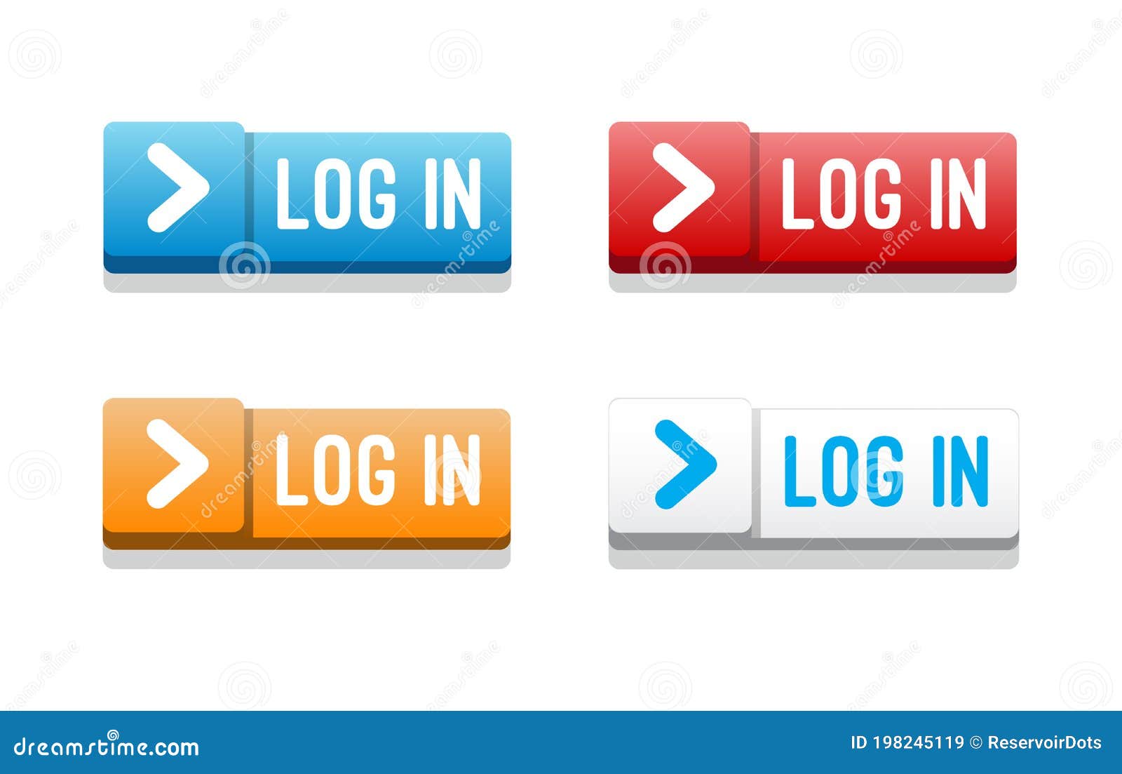 Log in buttons stock vector. Illustration of blue, screen - 198245119