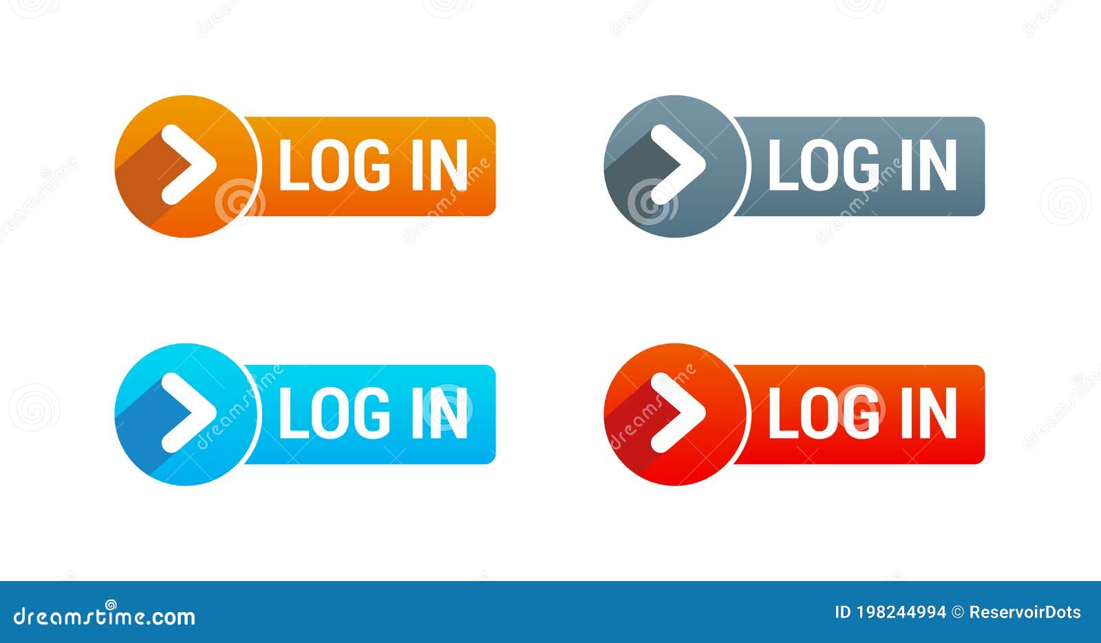 Log in Buttons stock vector. Illustration of style, orange - 198244994