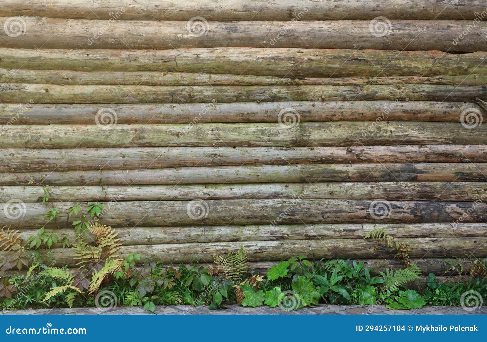 Log Cabin or Barn Unpainted Debarked Wall Textured Horizontal ...
