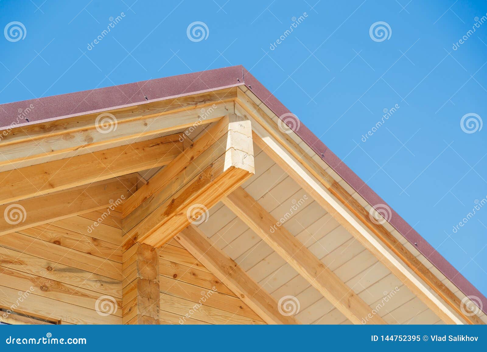 Log Cabin Building Gable End Stock Image - Image of industrial, rafters ...
