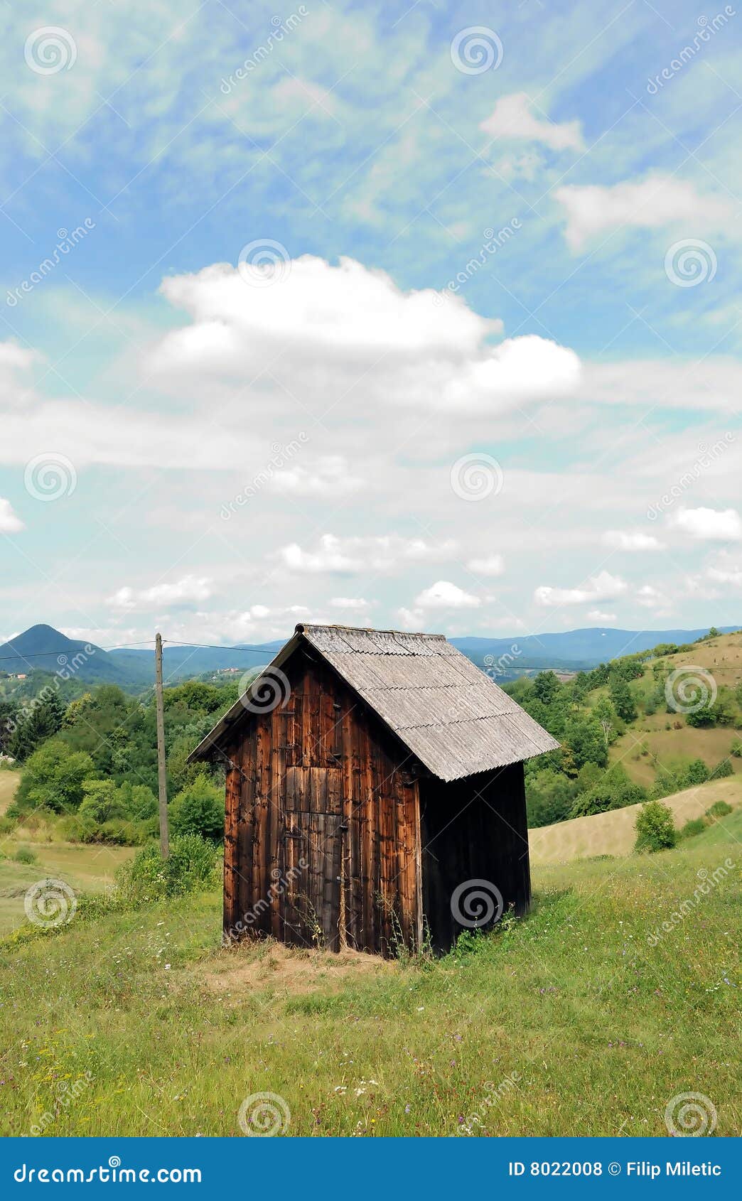 Log cabin in countryside stock photo. Image of scenery - 8022008