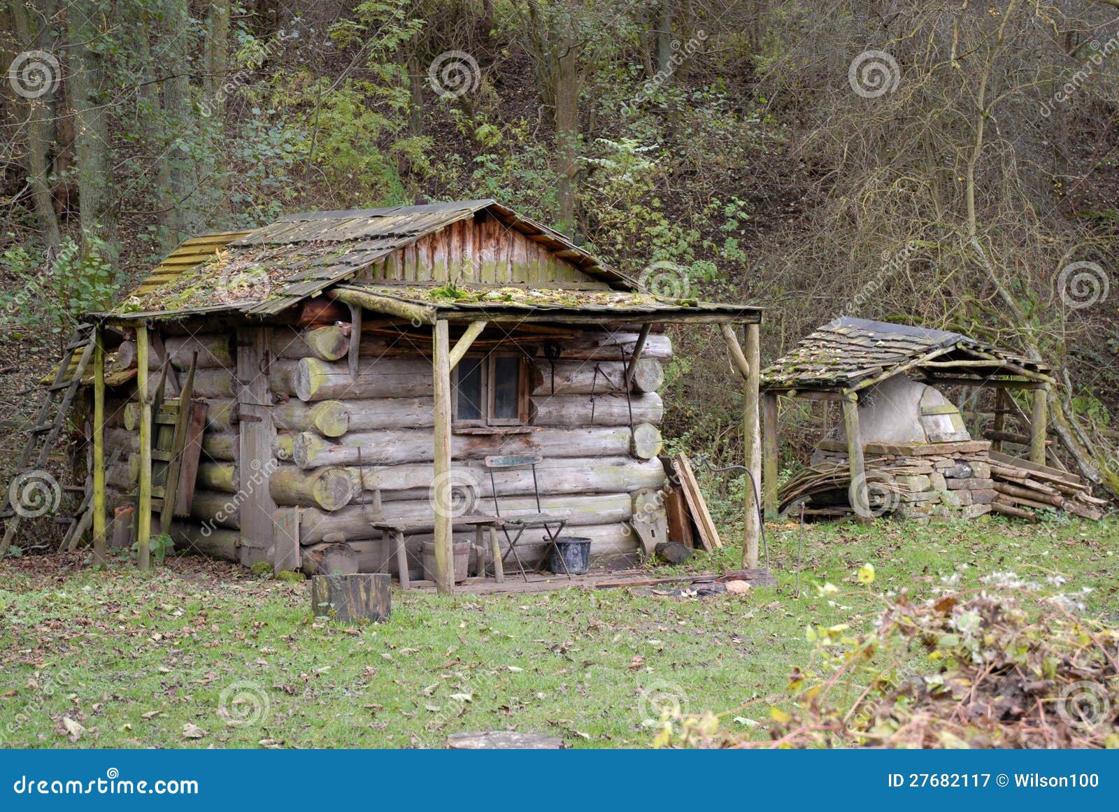 Log Cabin on the Forest Woodland Stock Image - Image of house, wood ...