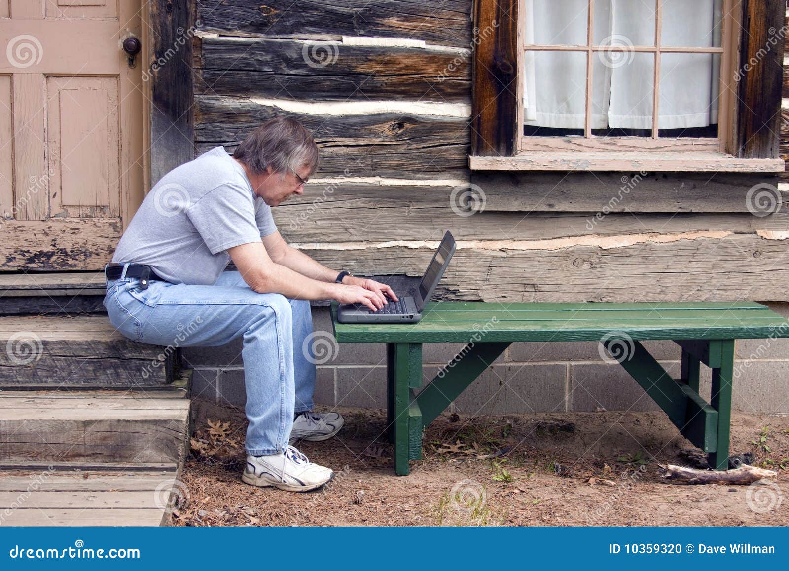 Log cabin laptop stock photo. Image of computer, cabin - 10359320