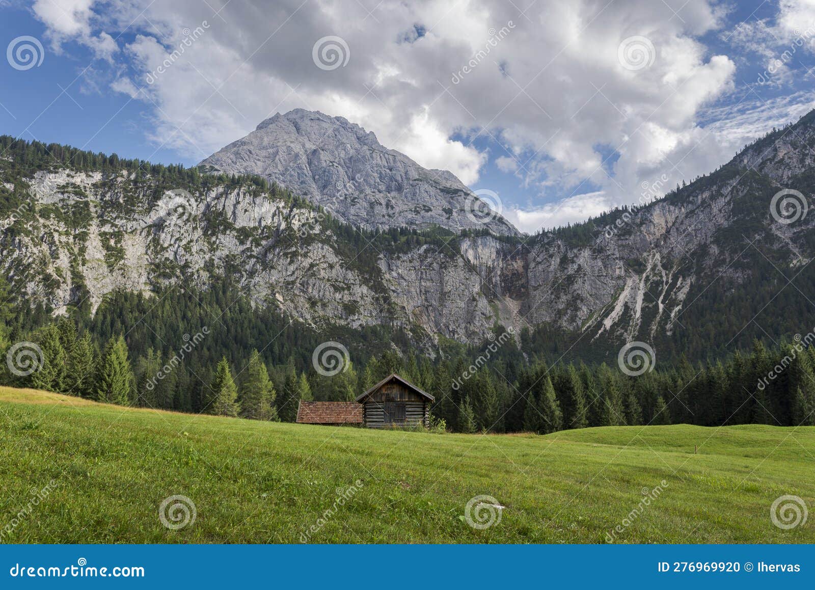 Log Cabin in the Mieming Range Stock Photo - Image of austria, meadow ...