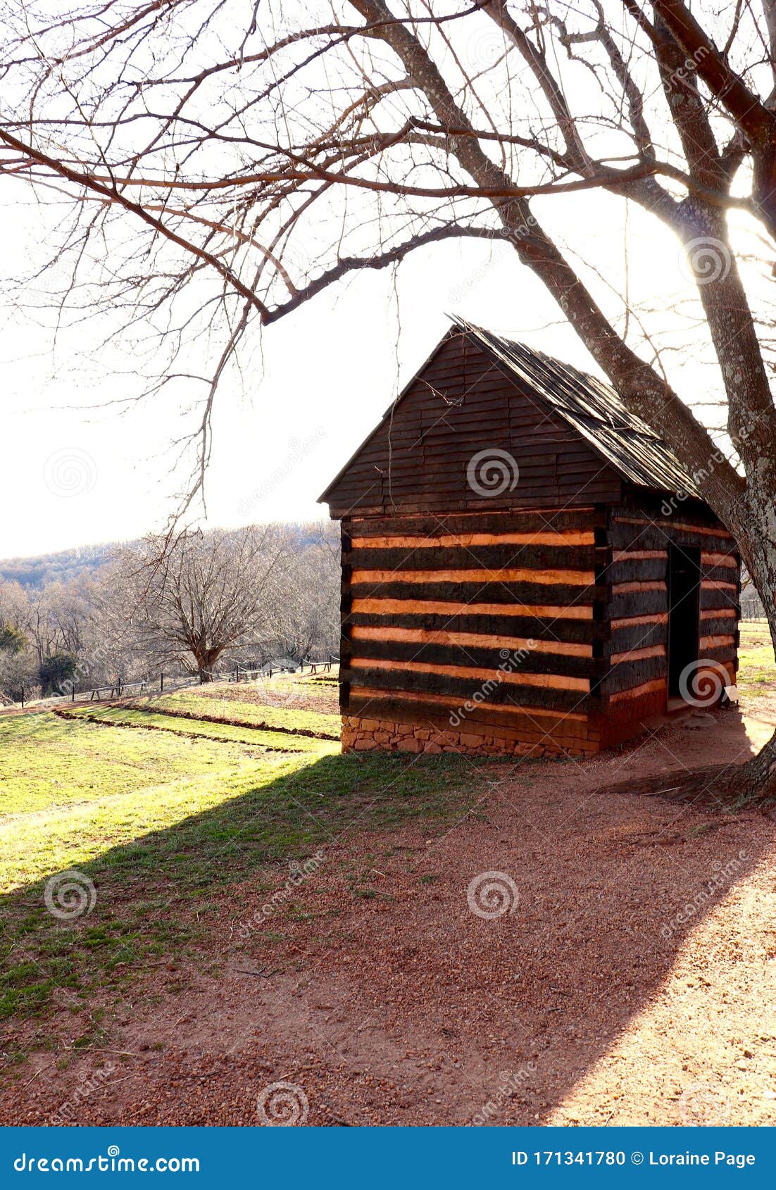 Log Cabin on Mountain stock photo. Image of early, scene - 171341780