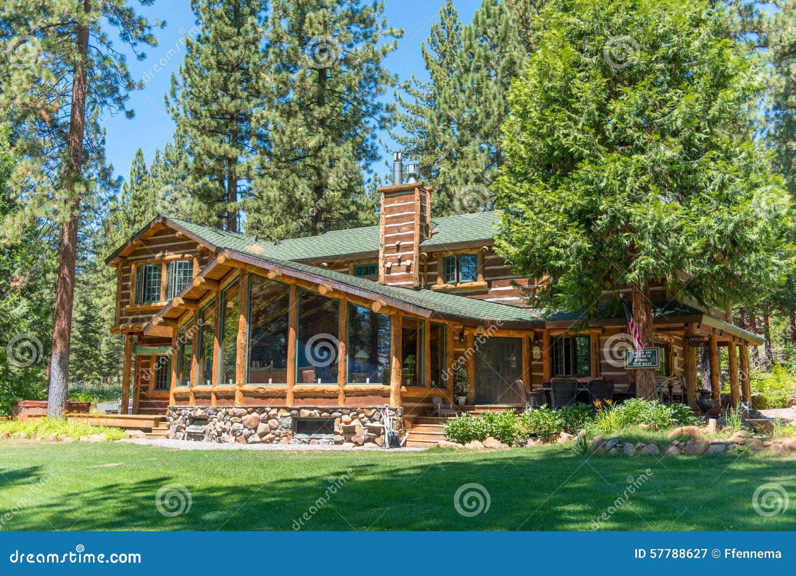 Log Cabin Next To a Golf Course Stock Image - Image of golf, rustic ...