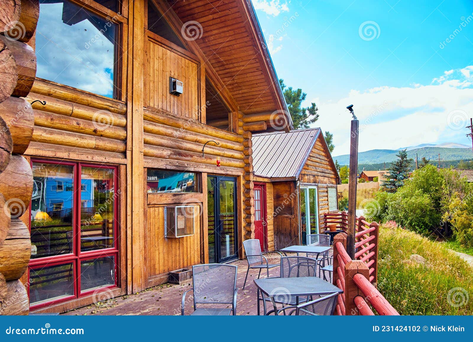 Log Cabin Patio in the Desert Stock Photo - Image of summer, village ...