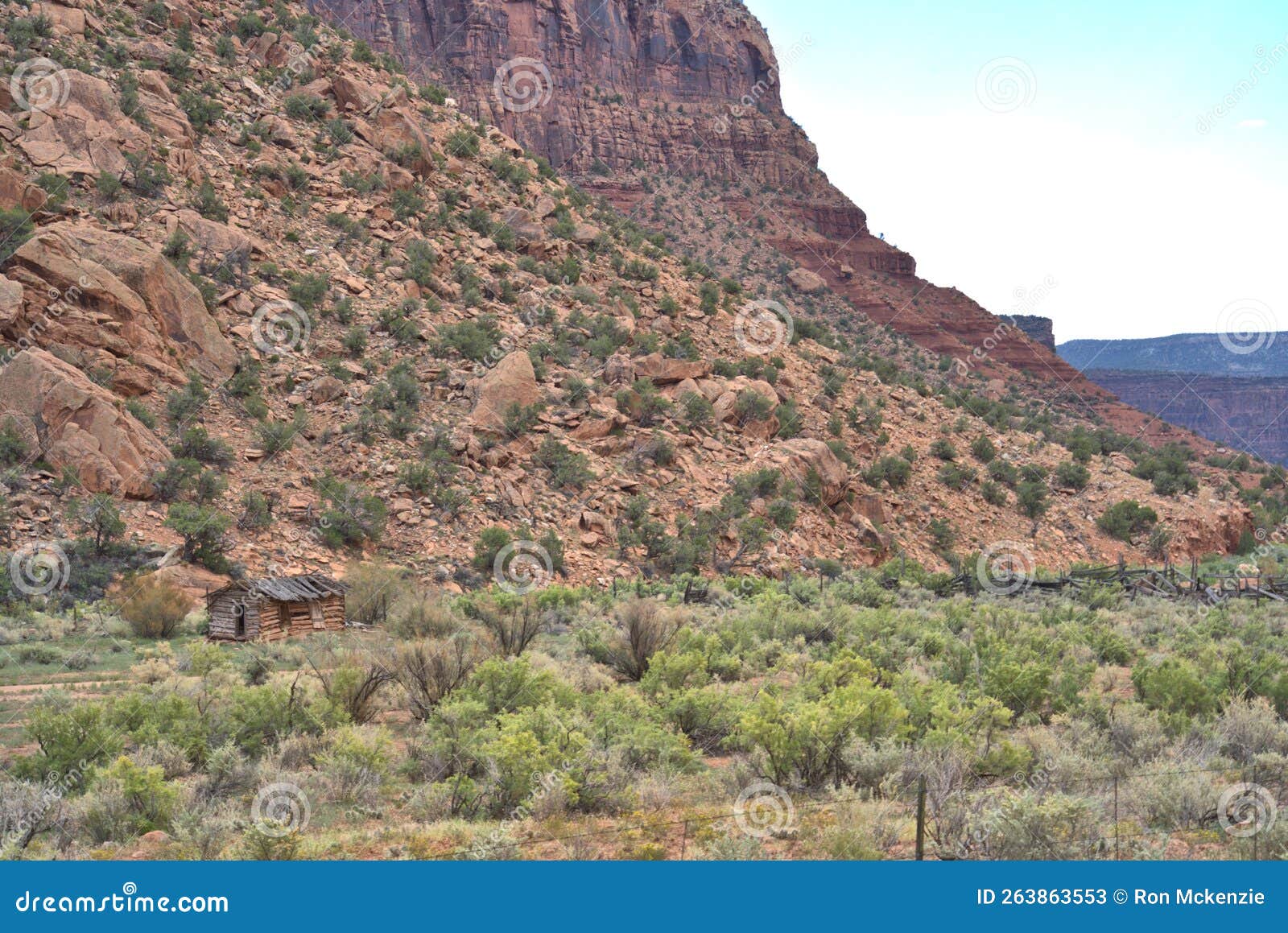 Log Cabin in the Remote Arizona Canyon Stock Image - Image of highway ...