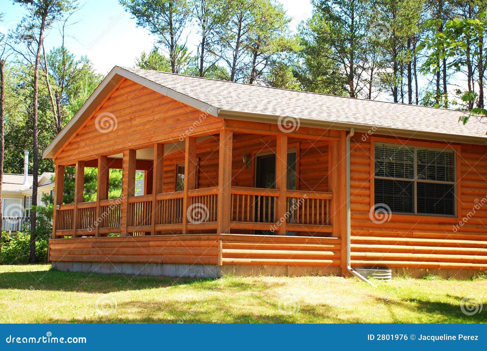 Log Cabin side view stock photo. Image of porch, clouds - 2801976