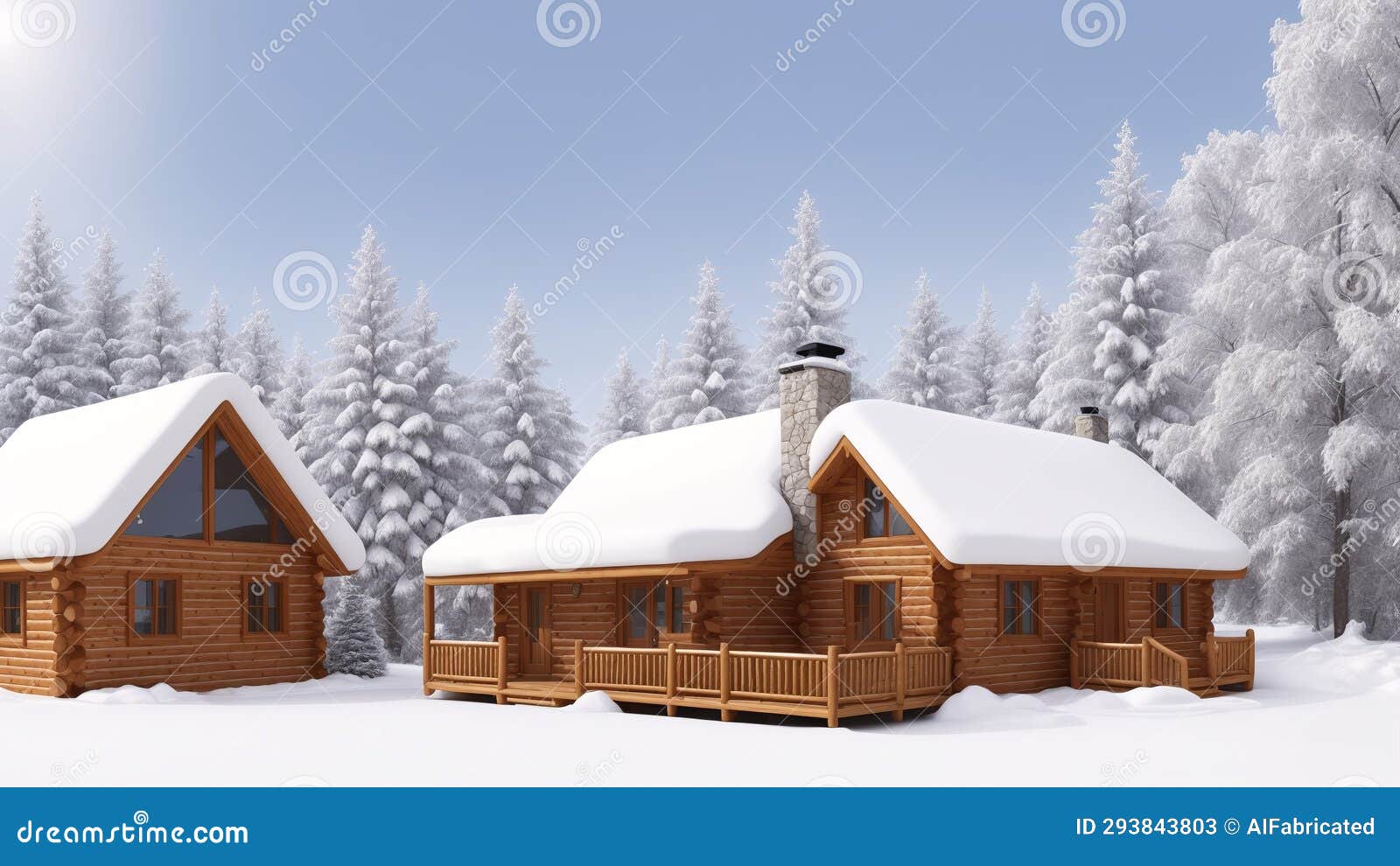 A Log Cabin in the Snow stock illustration. Illustration of fresh ...