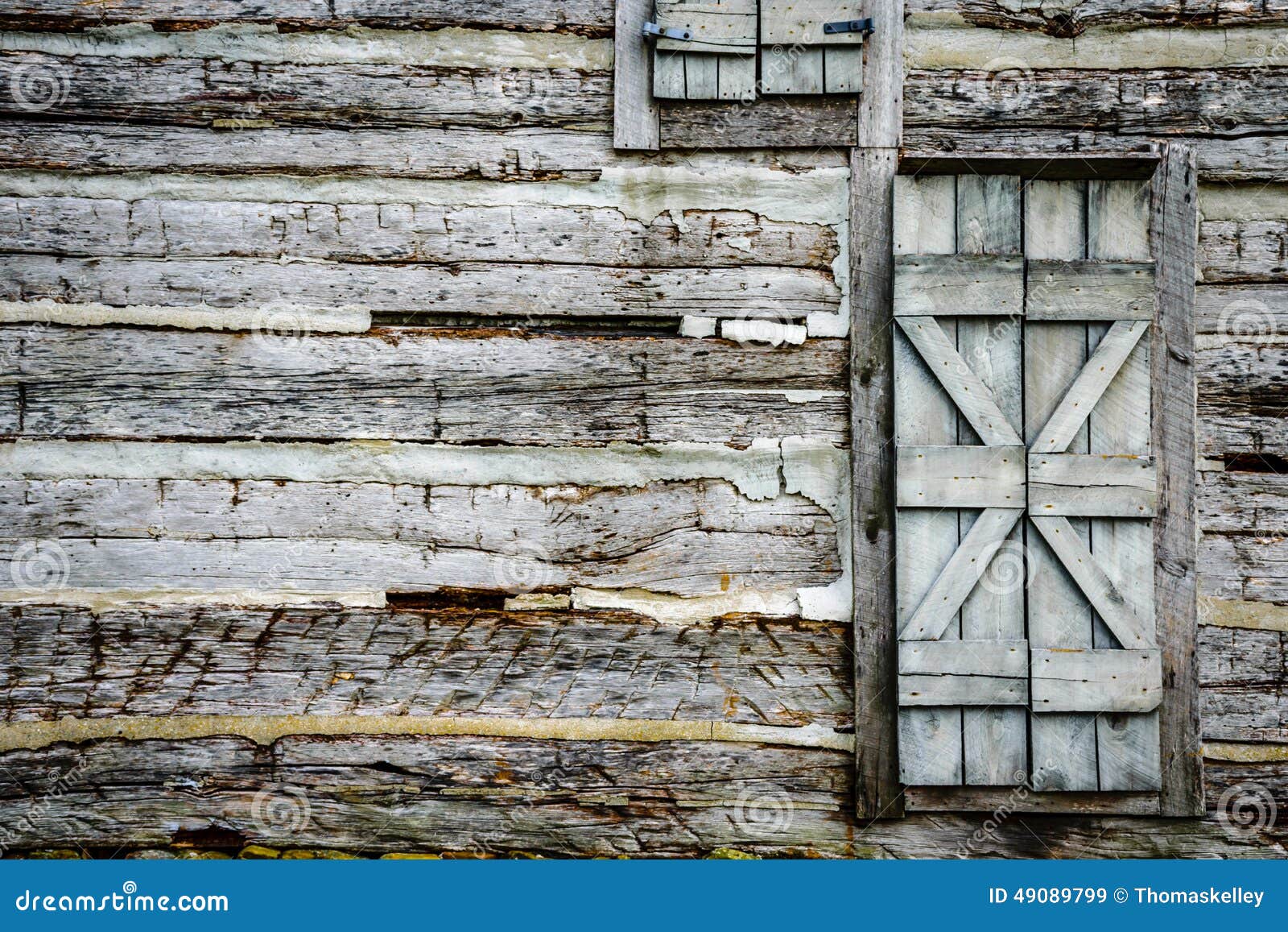 Log Cabin Wall with Rustic Door Stock Image - Image of background ...