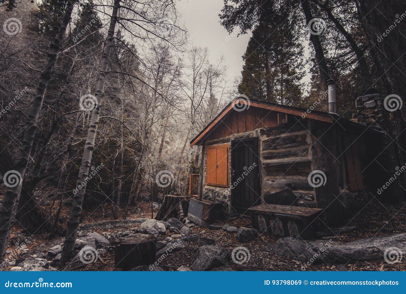 Log Cabin In Woods Picture. Image: 93798069