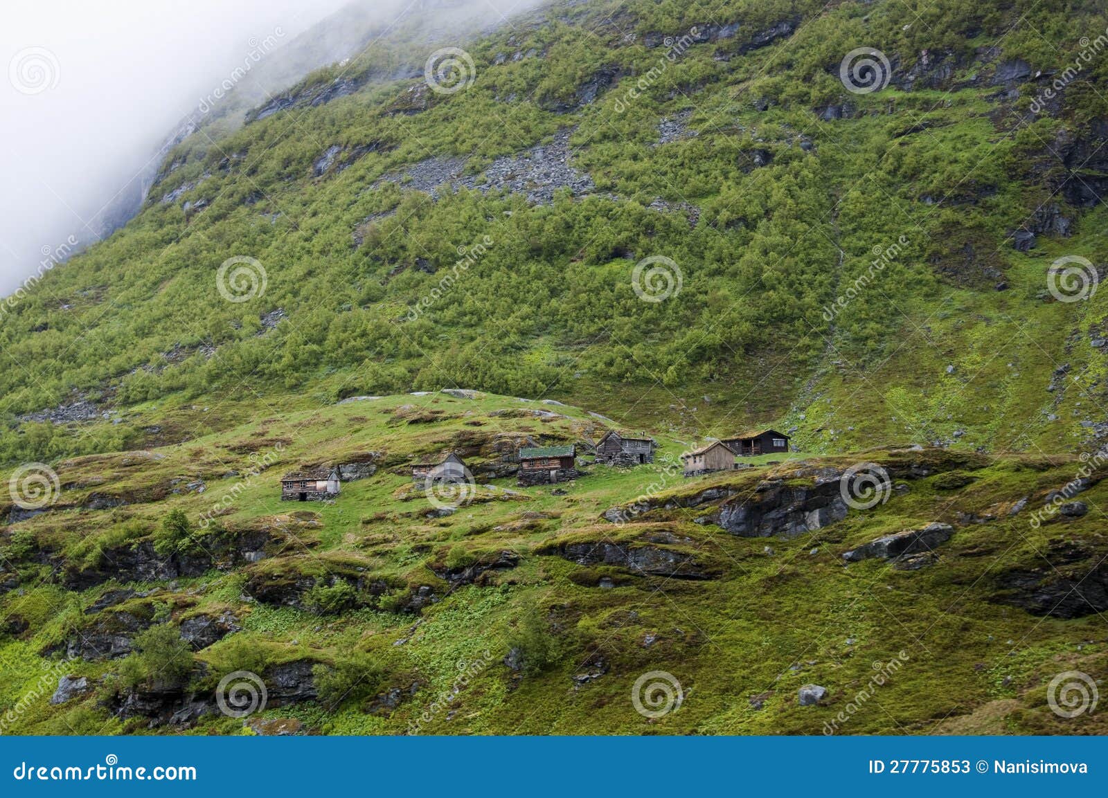Log cabins on hillside stock image. Image of norway, outdoor - 27775853