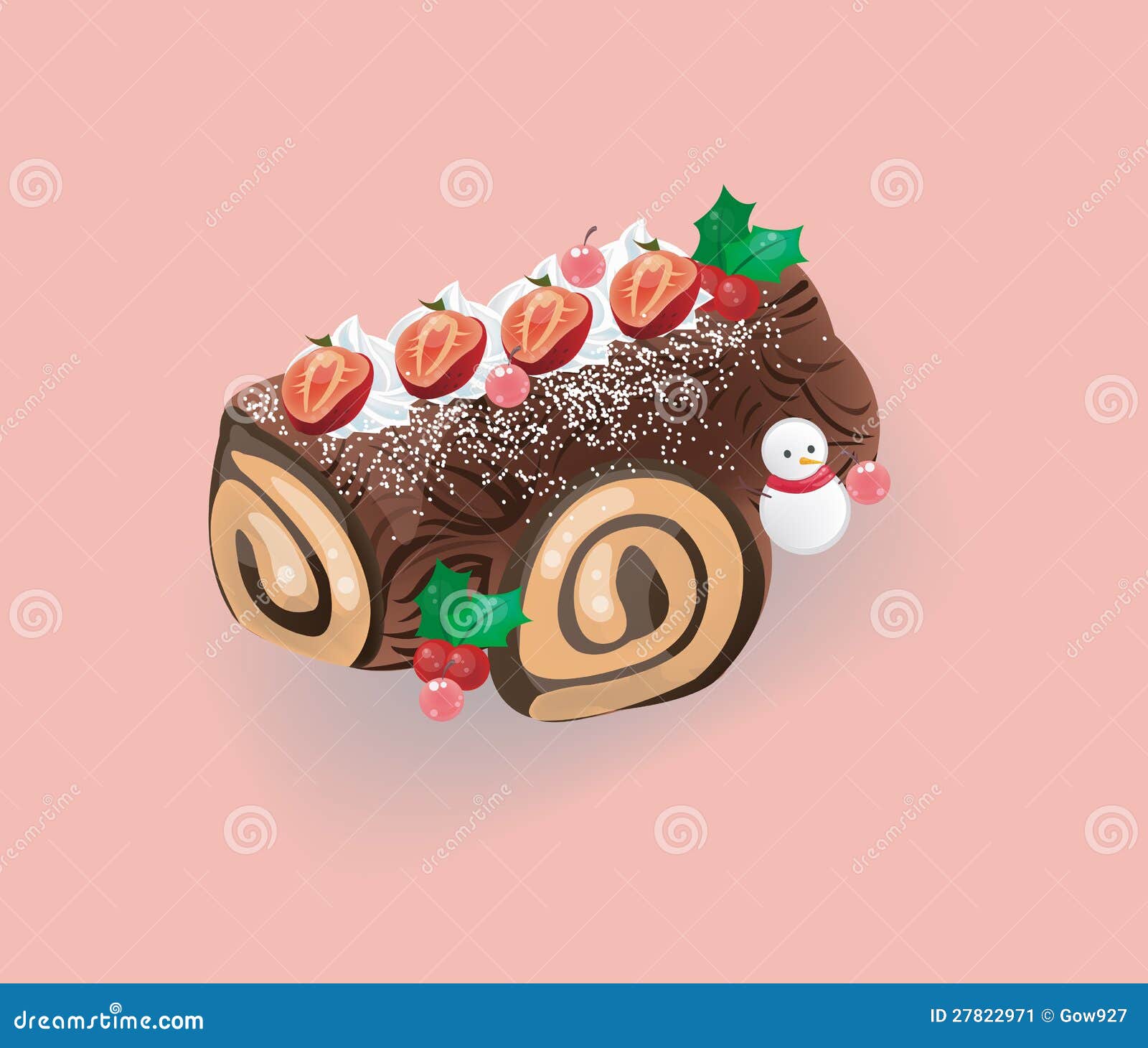 Log cake for Christmas stock vector. Illustration of cake - 27822971