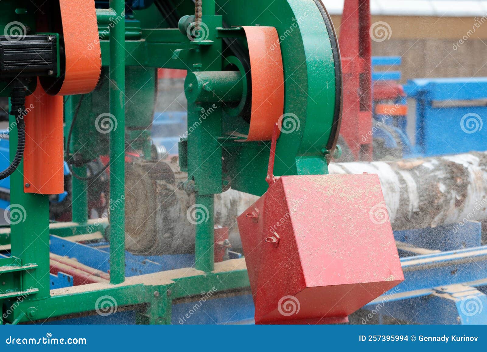 Log Cutting with Band Saw Machine at Sawmill Stock Photo - Image of ...