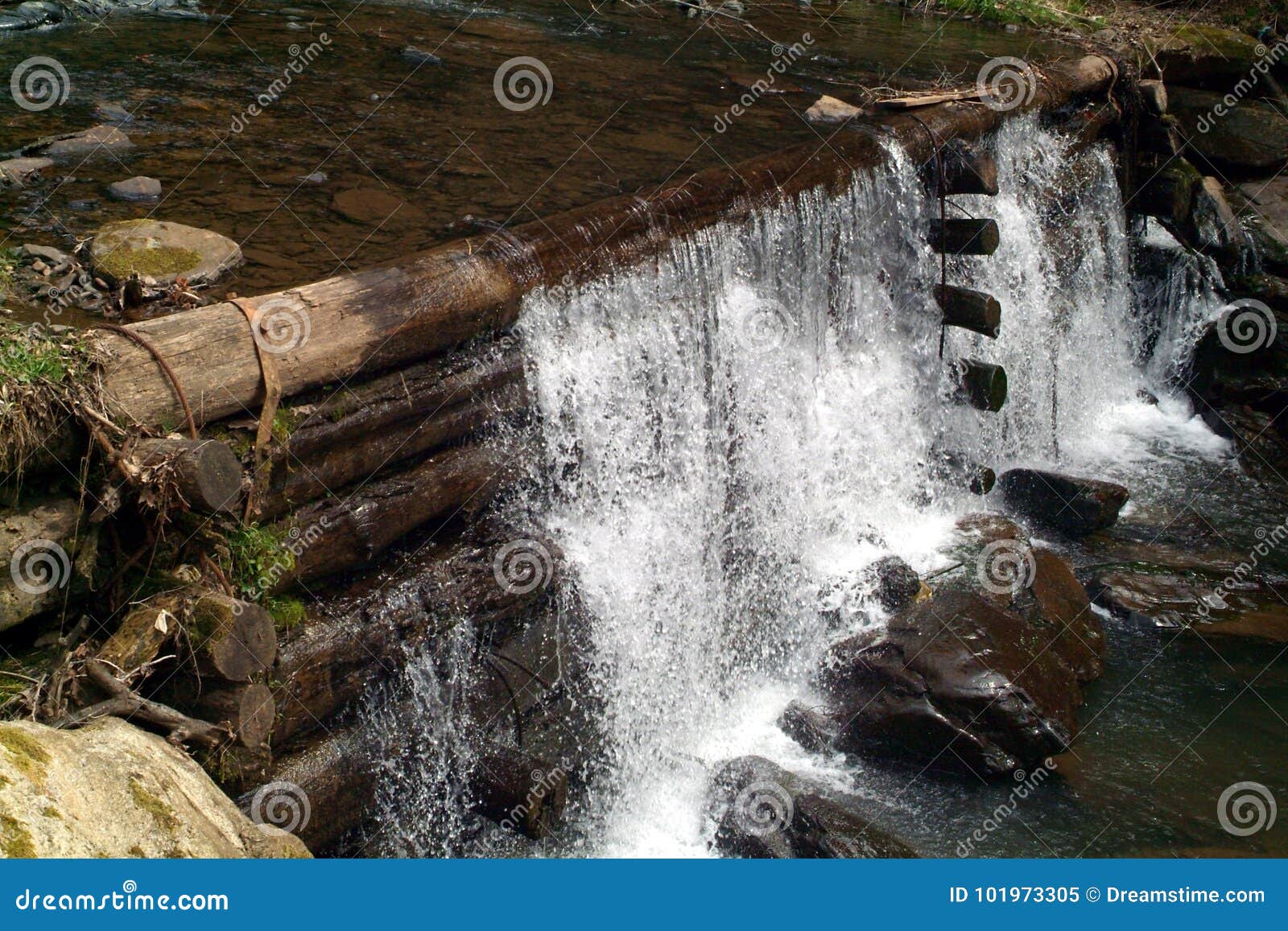 Log Dam stock image. Image of boulders, flowing, waterfall - 101973305
