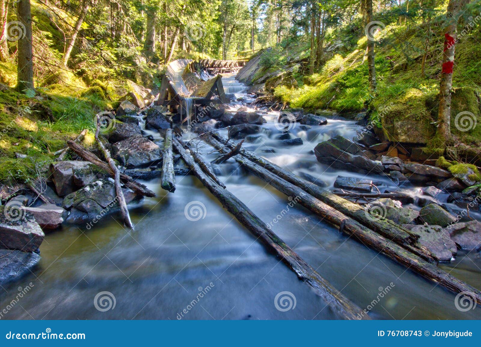 Log Driving Water Canal and River Stock Image - Image of river ...