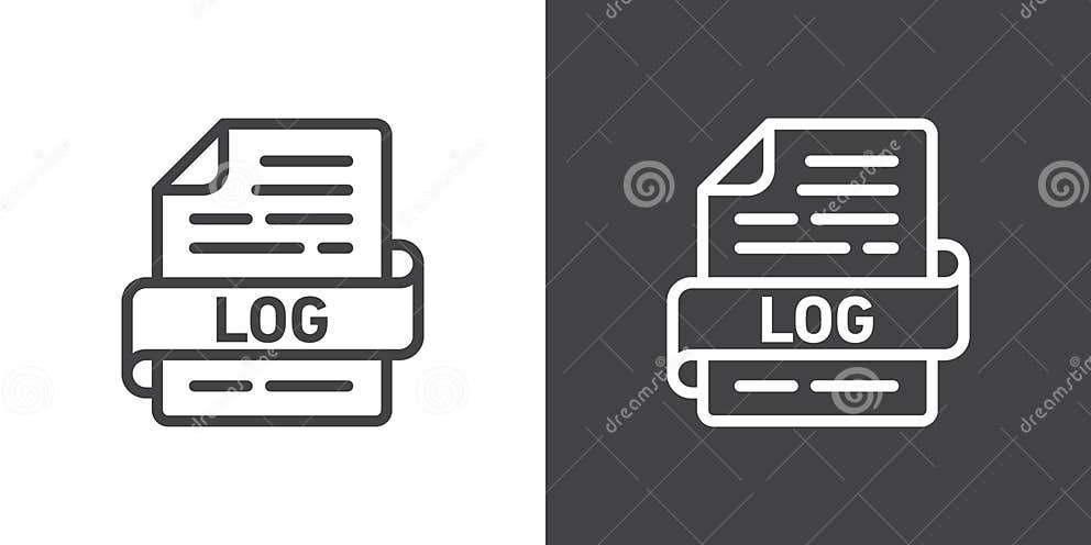 Log File Icon Flat Vector Set Outline Stock Illustration - Illustration ...