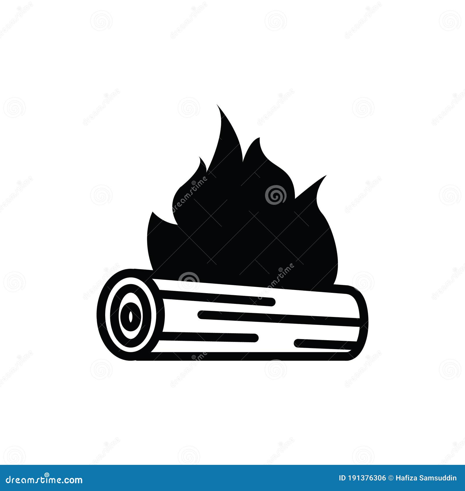 Log on Fire Silhouette. Vector Illustration Decorative Design Stock ...
