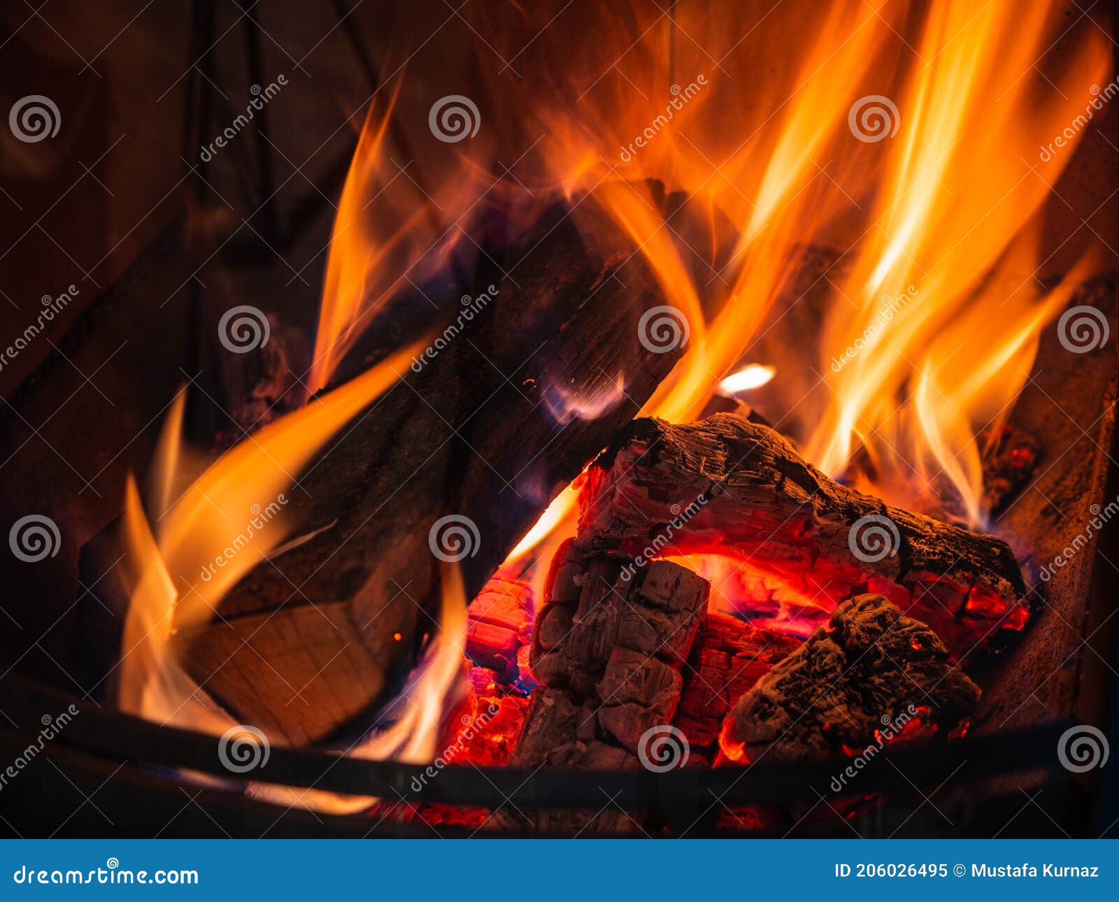 Log fire with wood stock image. Image of place, orange - 206026495