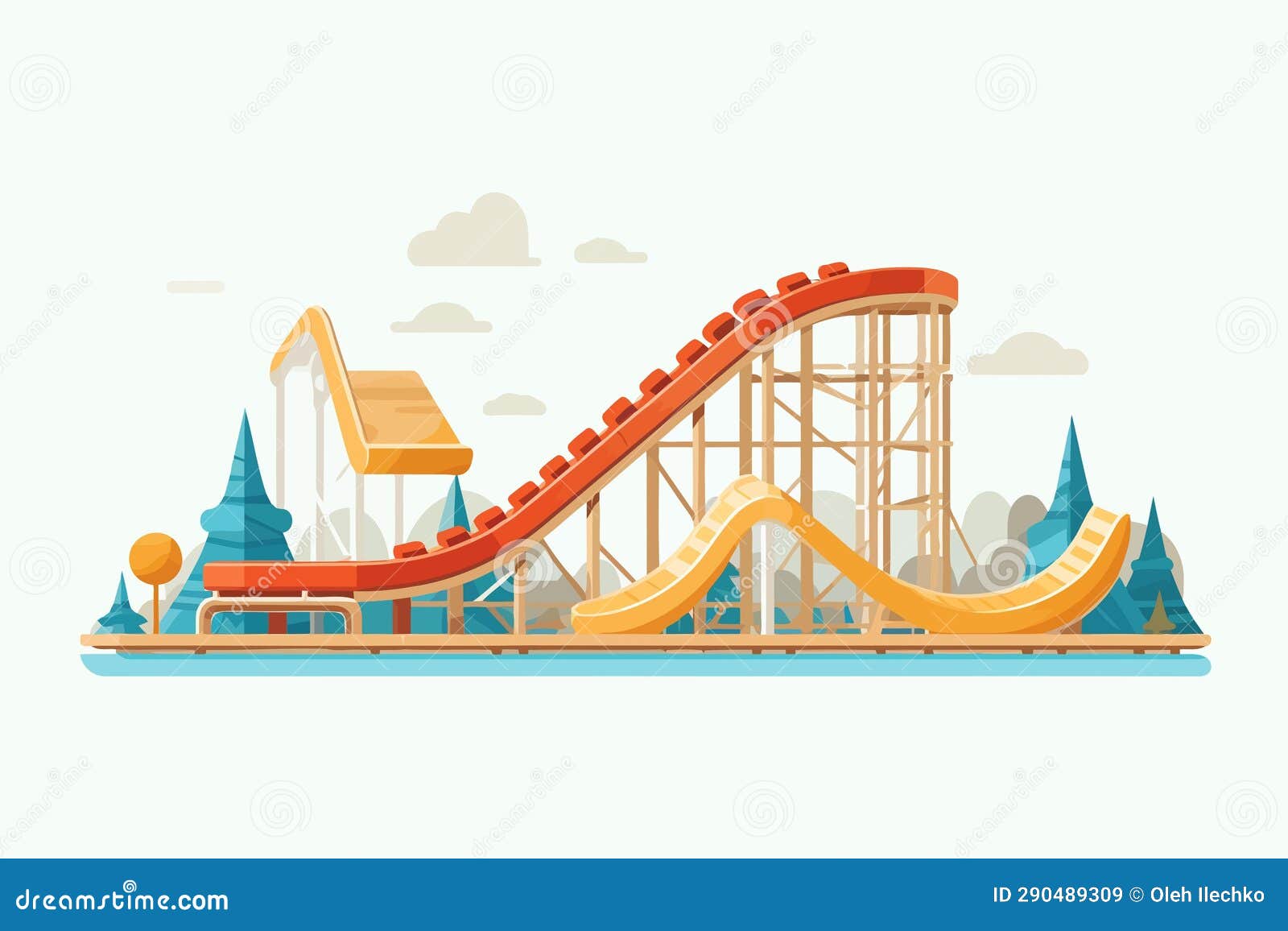 Log Flume Amusement Ride Vector Flat Isolated Illustration Stock Vector ...
