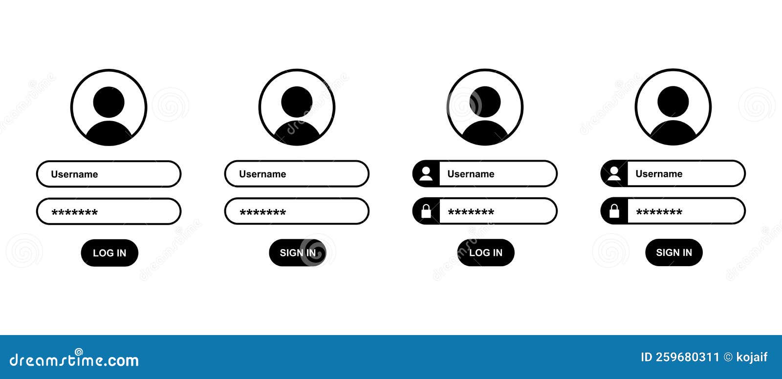 Log In Form Vector Banner Set Log In Template Account With User Name And Password Symbol For 0181