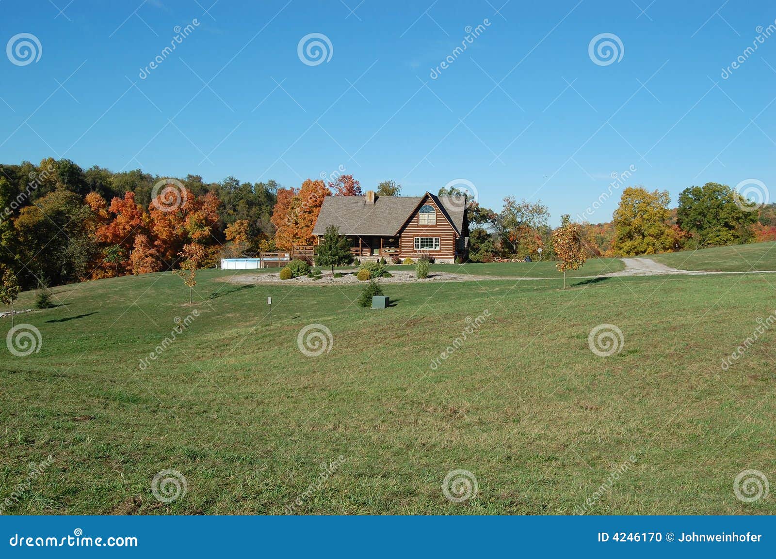 Log home stock photo. Image of green, fall, nature, cabin - 4246170