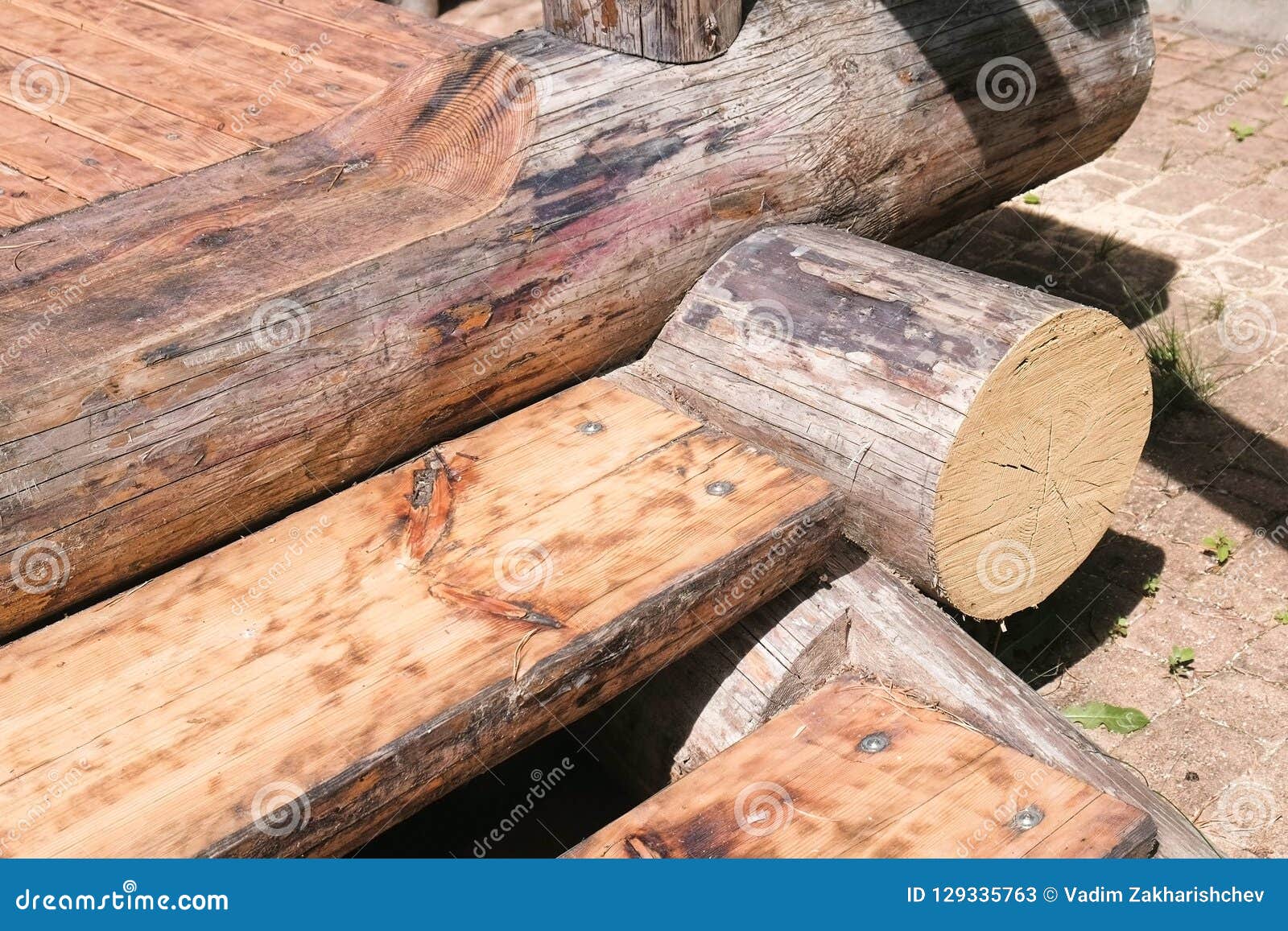 Log House of Chopped Logs in Outdoor. Stock Image - Image of decor ...