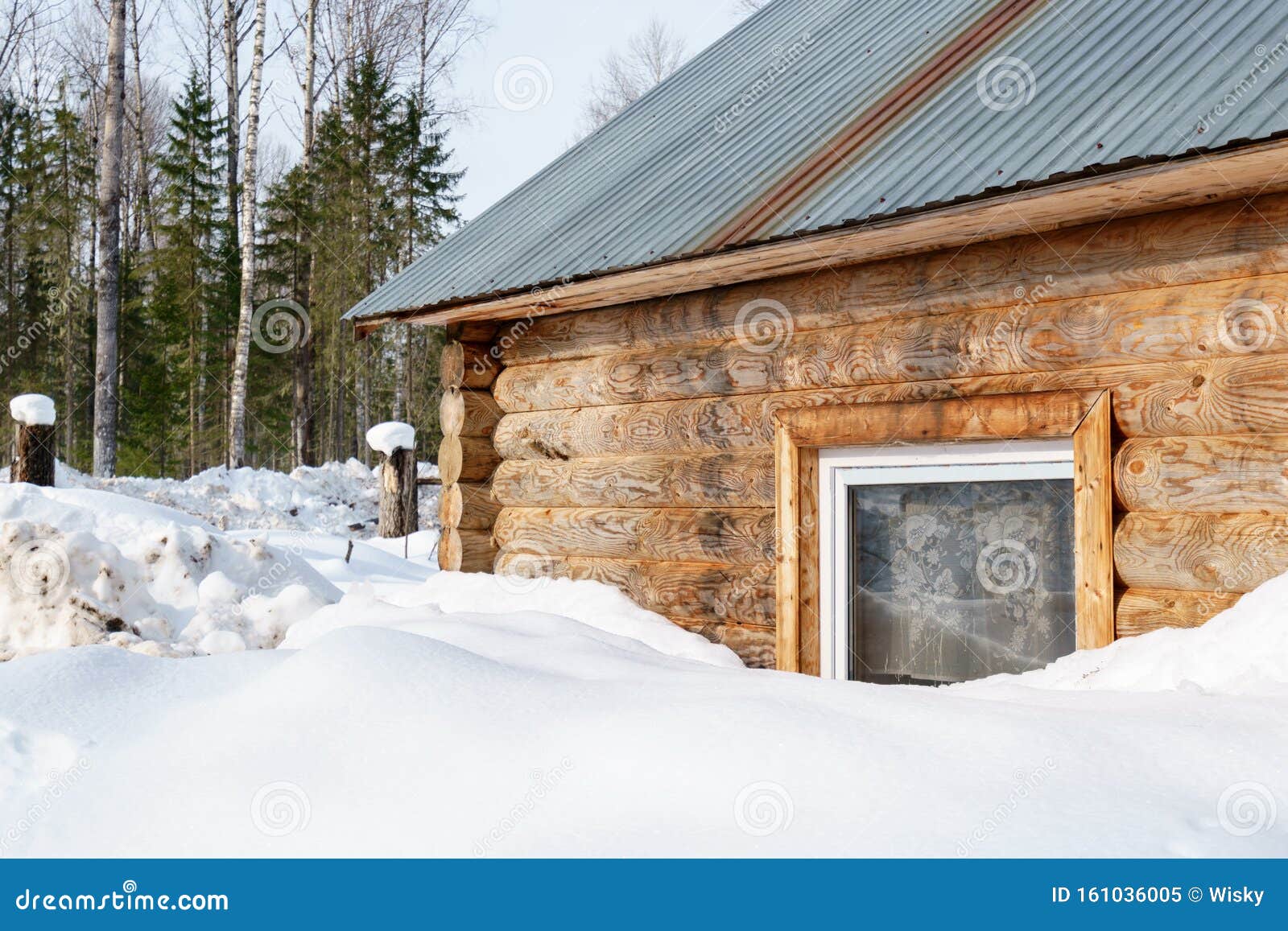 Log House Covered with Snow in Forest Stock Image - Image of frozen ...