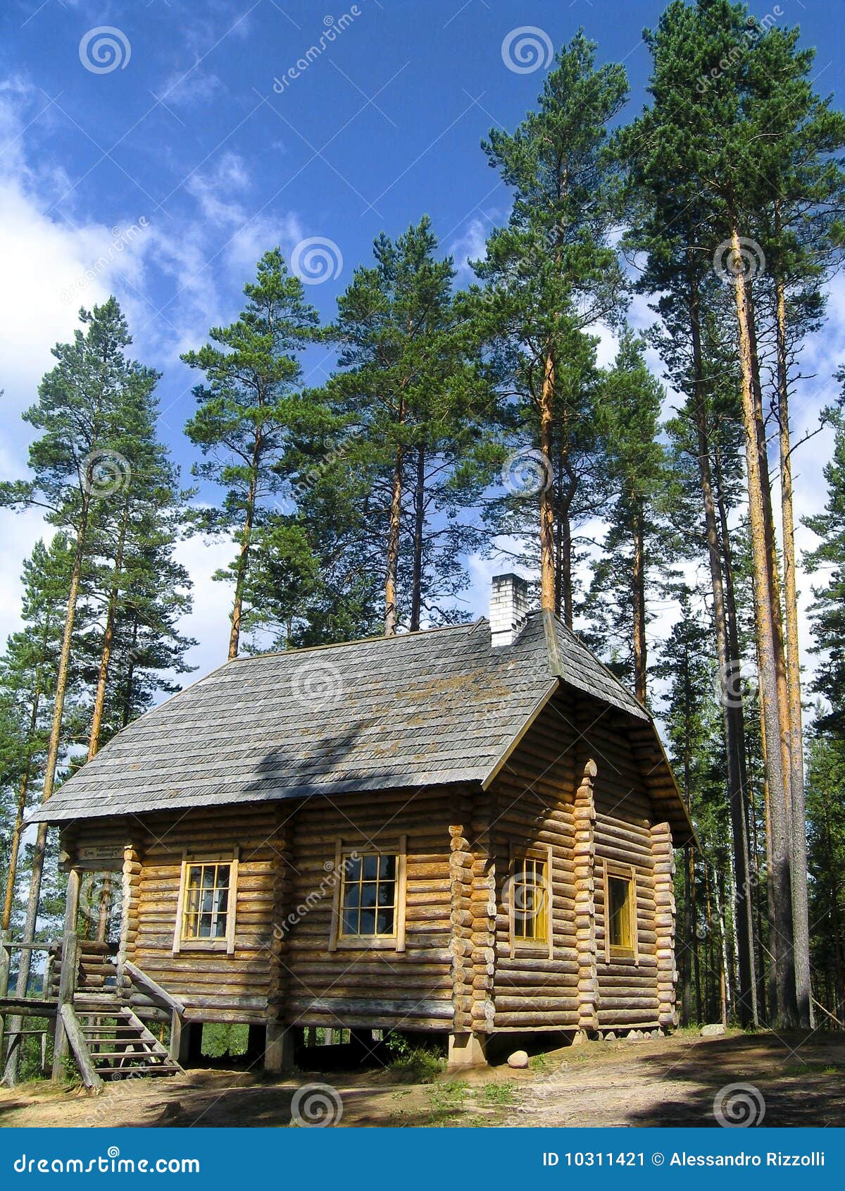 Log house in the forest stock image. Image of outside - 10311421