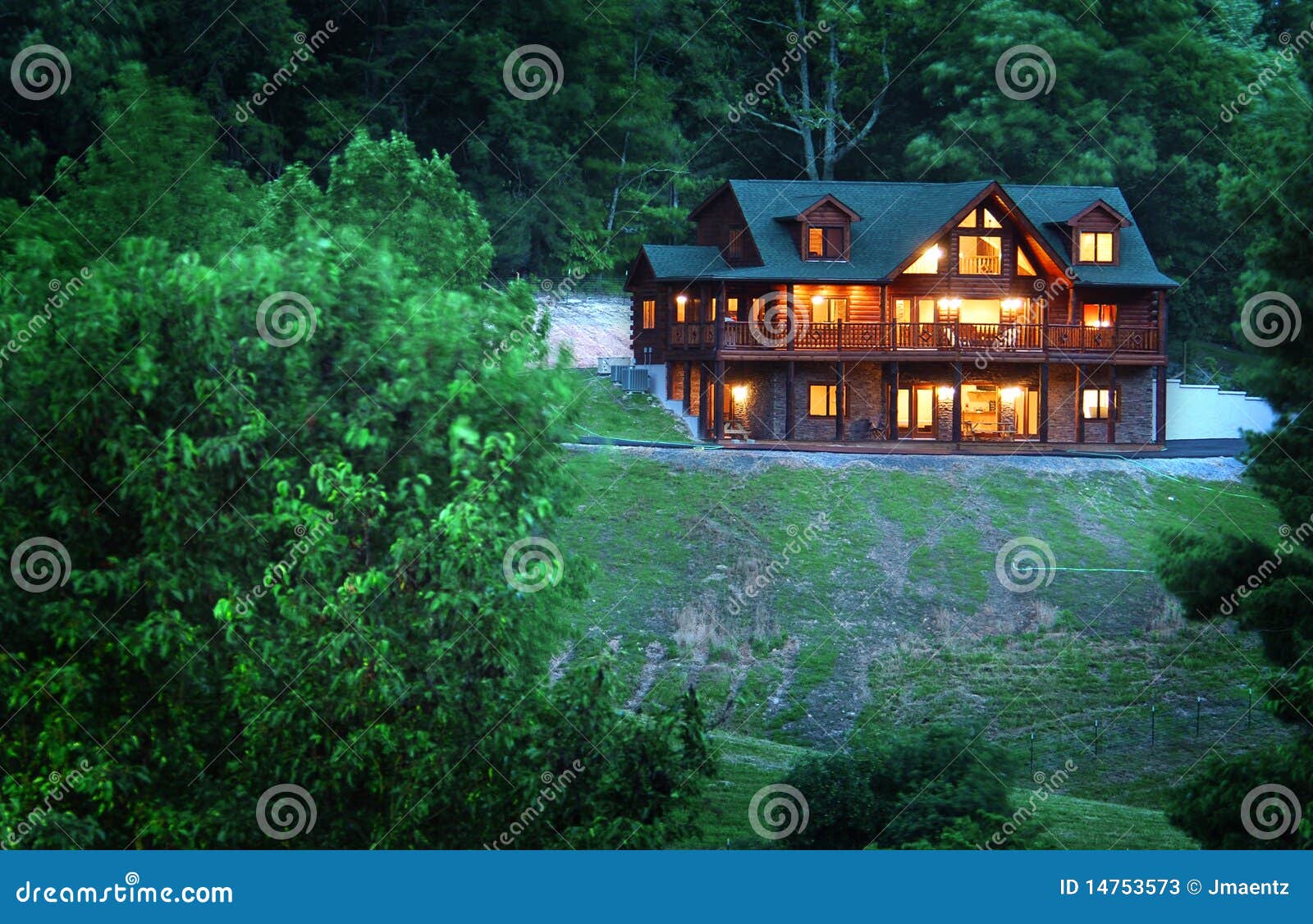 Log House on Hill stock image. Image of mountains, north - 14753573