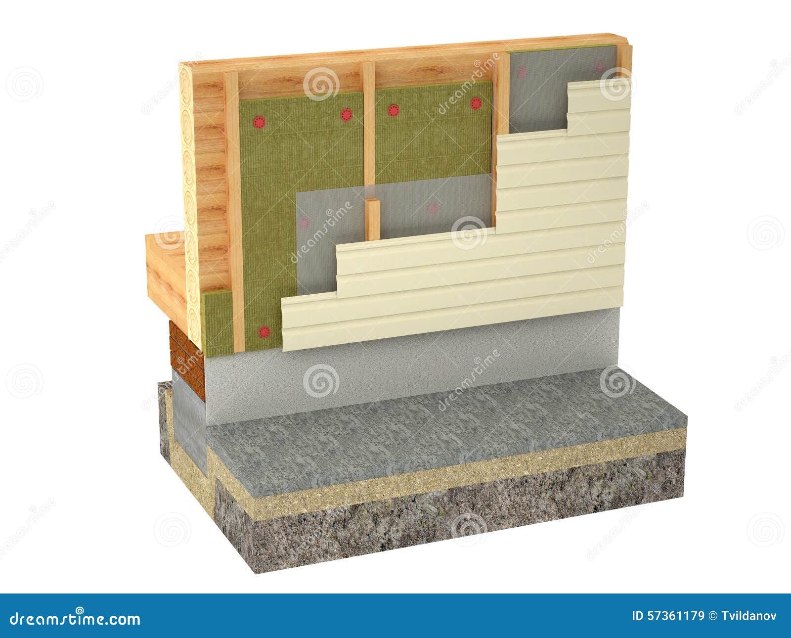 Log House Insulation on White Background Stock Image - Image of ...