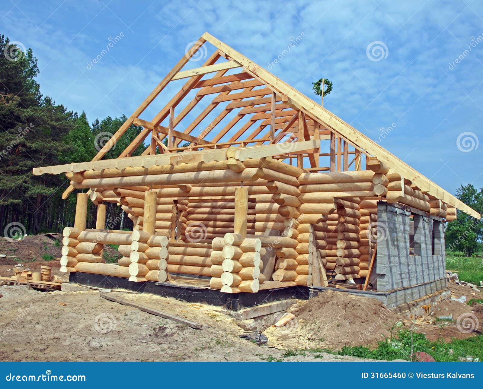 Log house 2 stock photo. Image of rafters, house, roof - 31665460