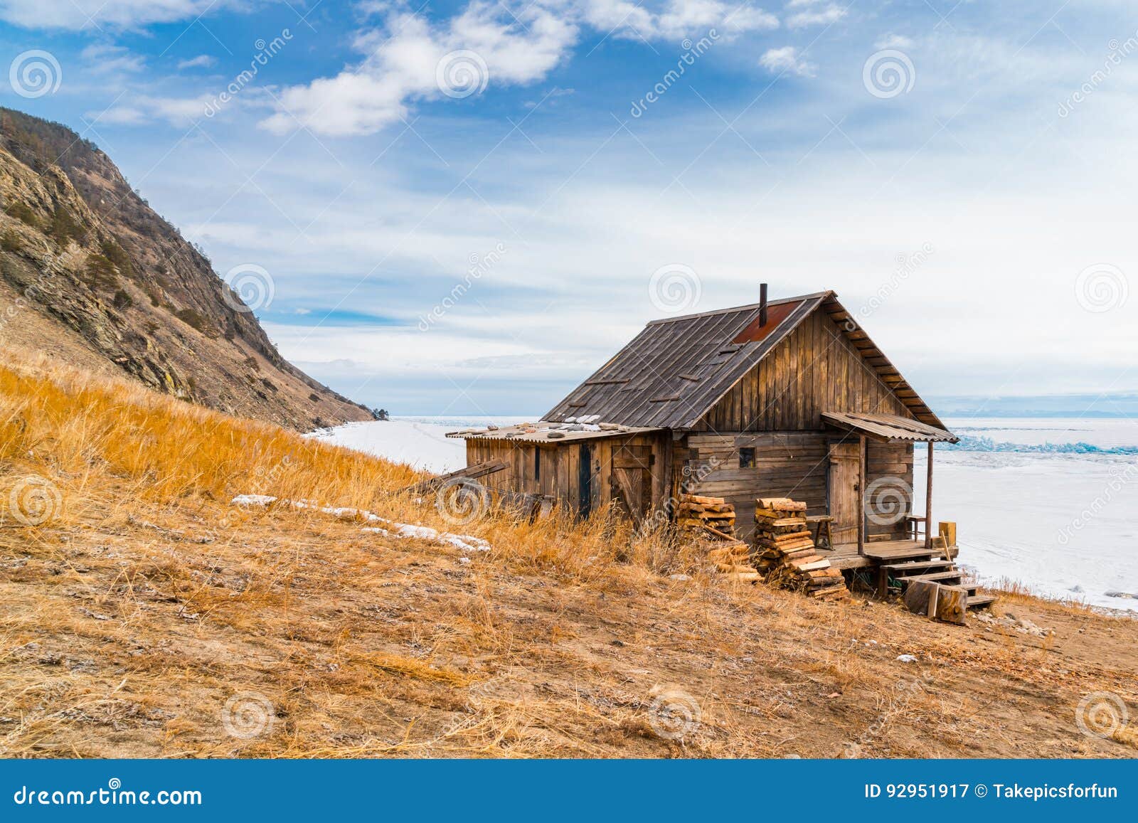 Log Hut on the Shore of Lake Baikal Stock Image - Image of olkhon ...