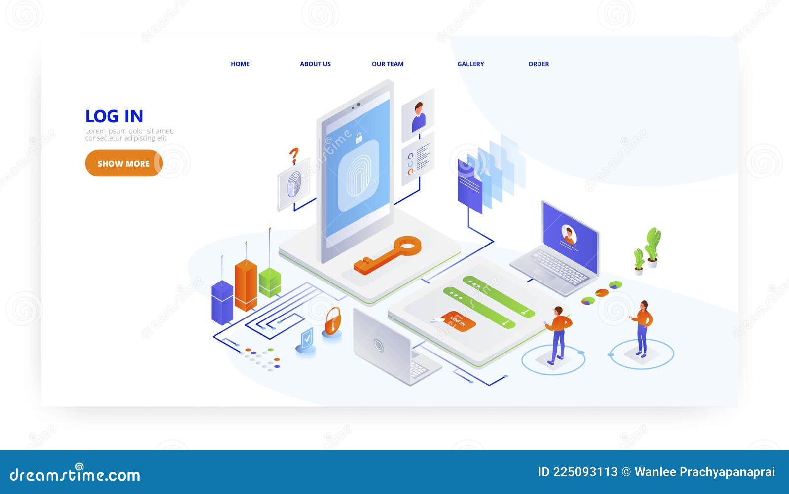 Log in, Landing Page Design, Website Banner Vector Template. Login ...