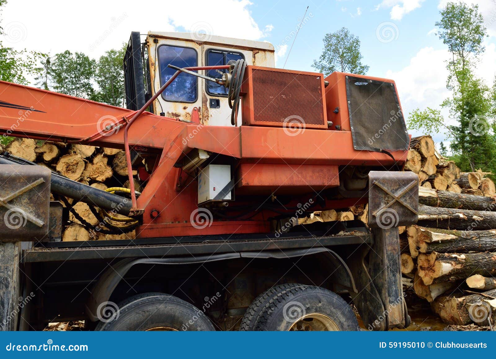 Log Loader Cab and Outriggers Stock Photo - Image of forestry, power ...