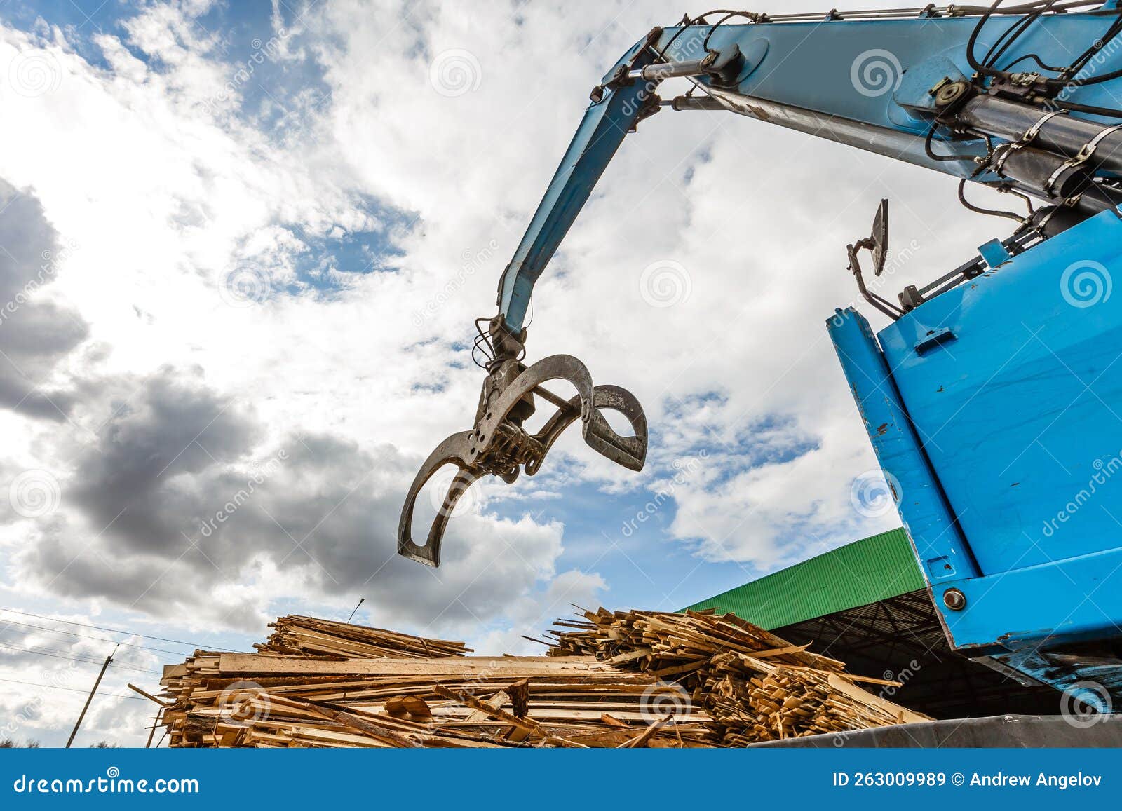 Log Loader or Forestry Machine Loads a Log Truck Stock Image - Image of ...